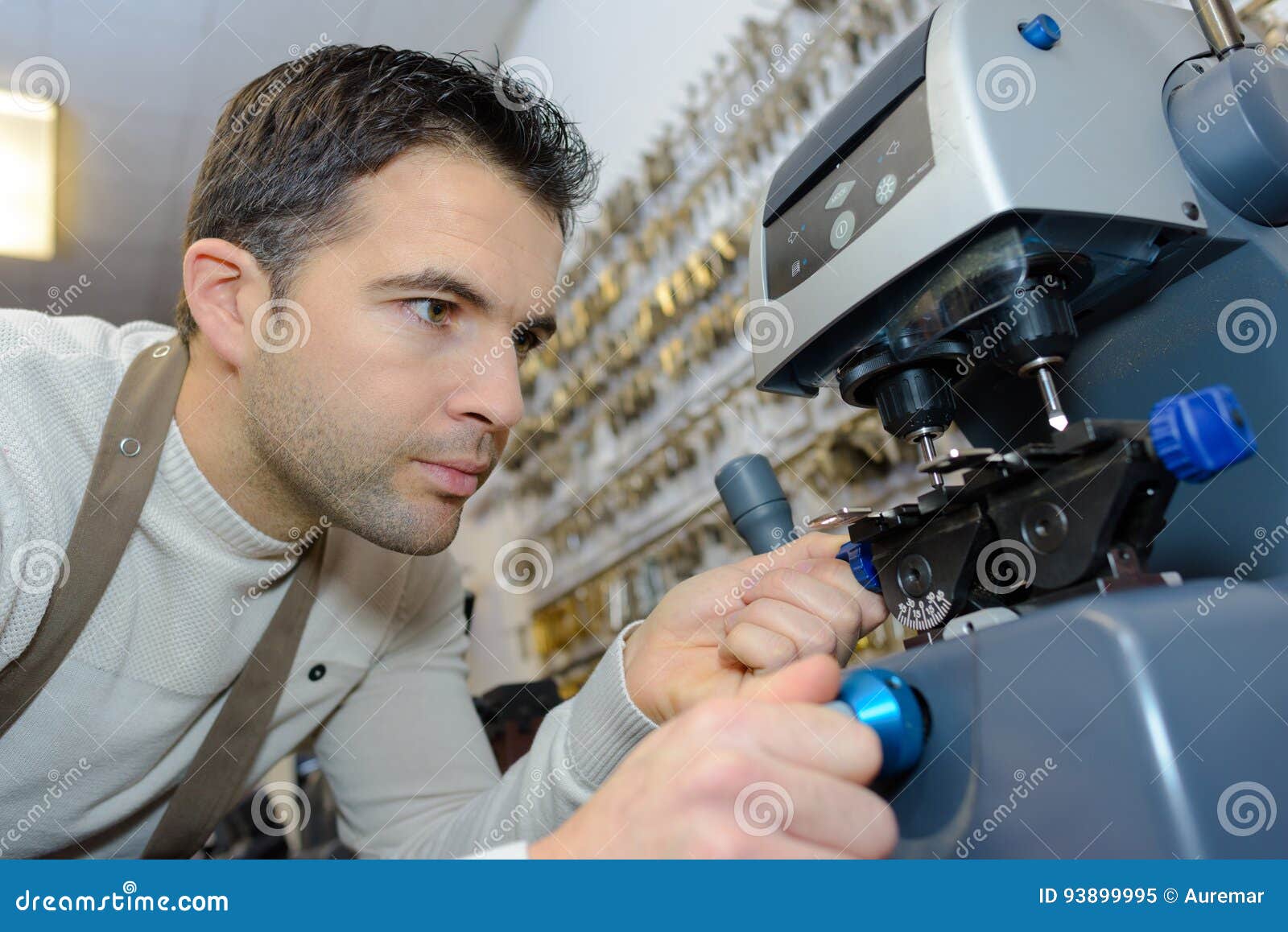 Young Professional with Different Types Keys in Locksmith Stock Image ...