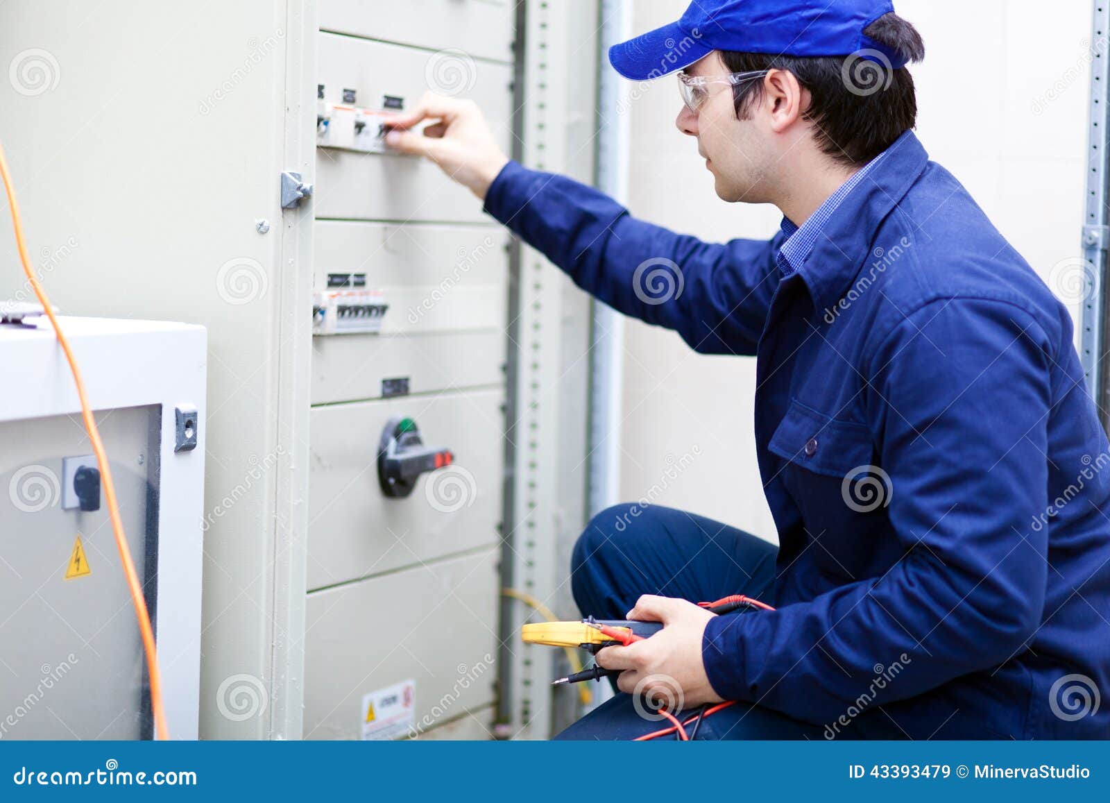 Young Professional Electrician at Work Stock Image - Image of industry ...