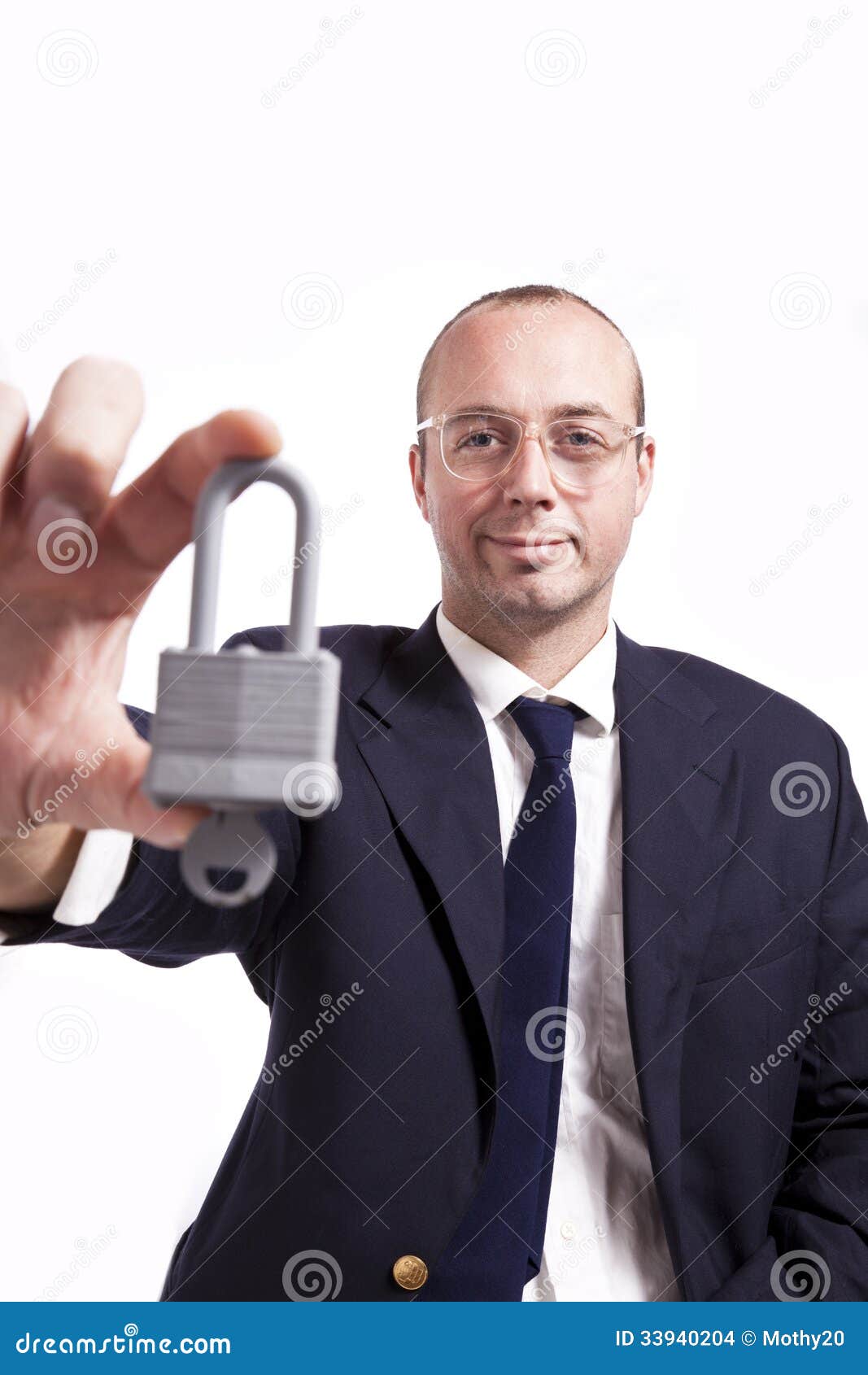 Young Professional with Lock and Key Stock Photo - Image of blue ...