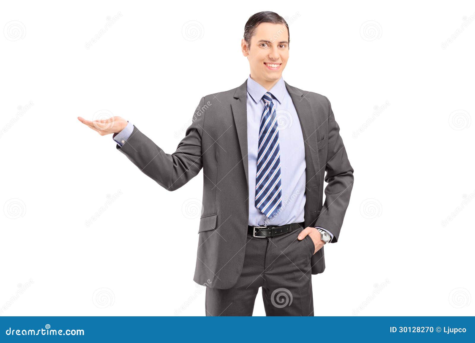 Young Professional Man In A Suit Gesturing With His Hand Stock Photo ...