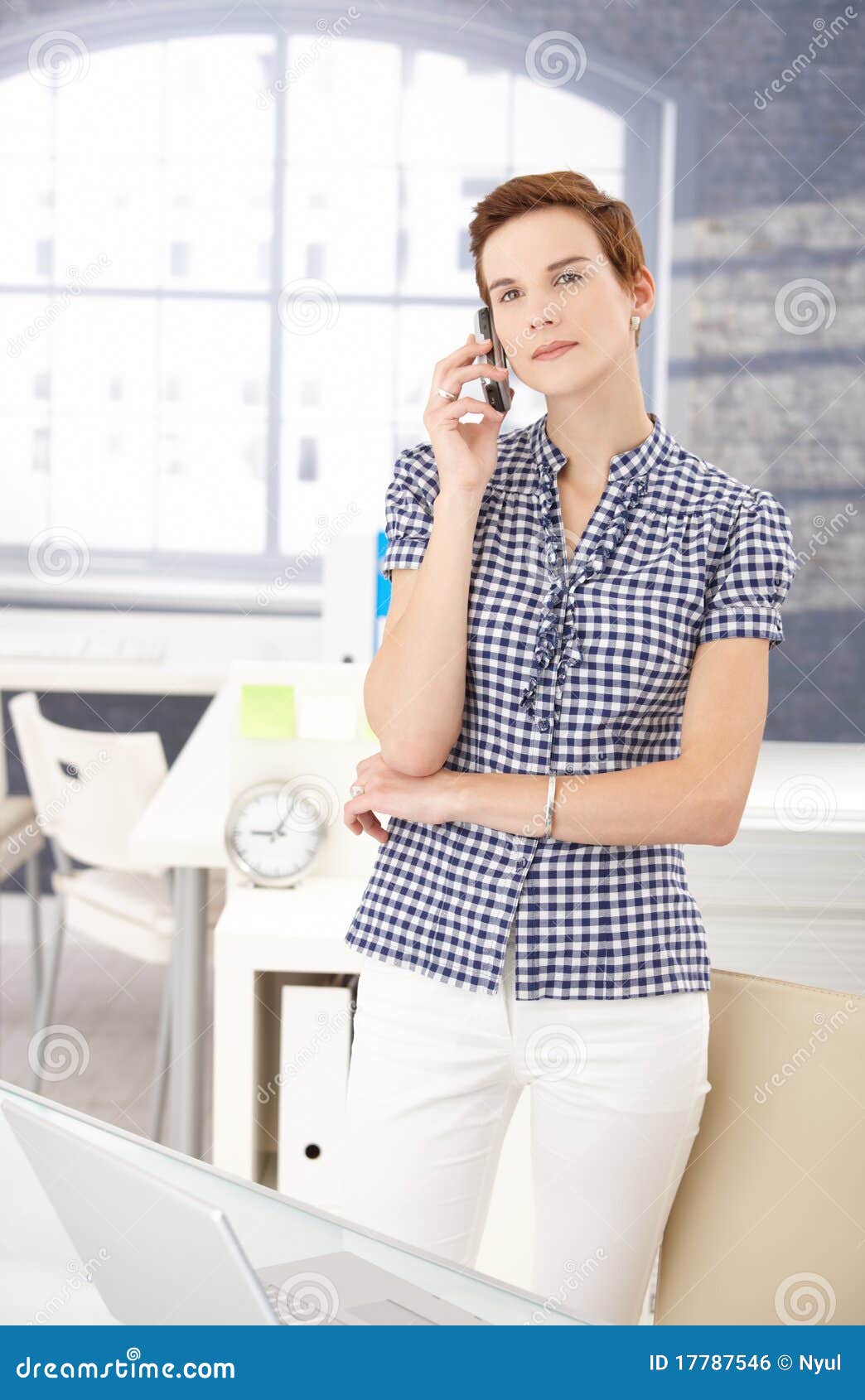 Young Professional on Mobile Call Stock Photo - Image of female ...