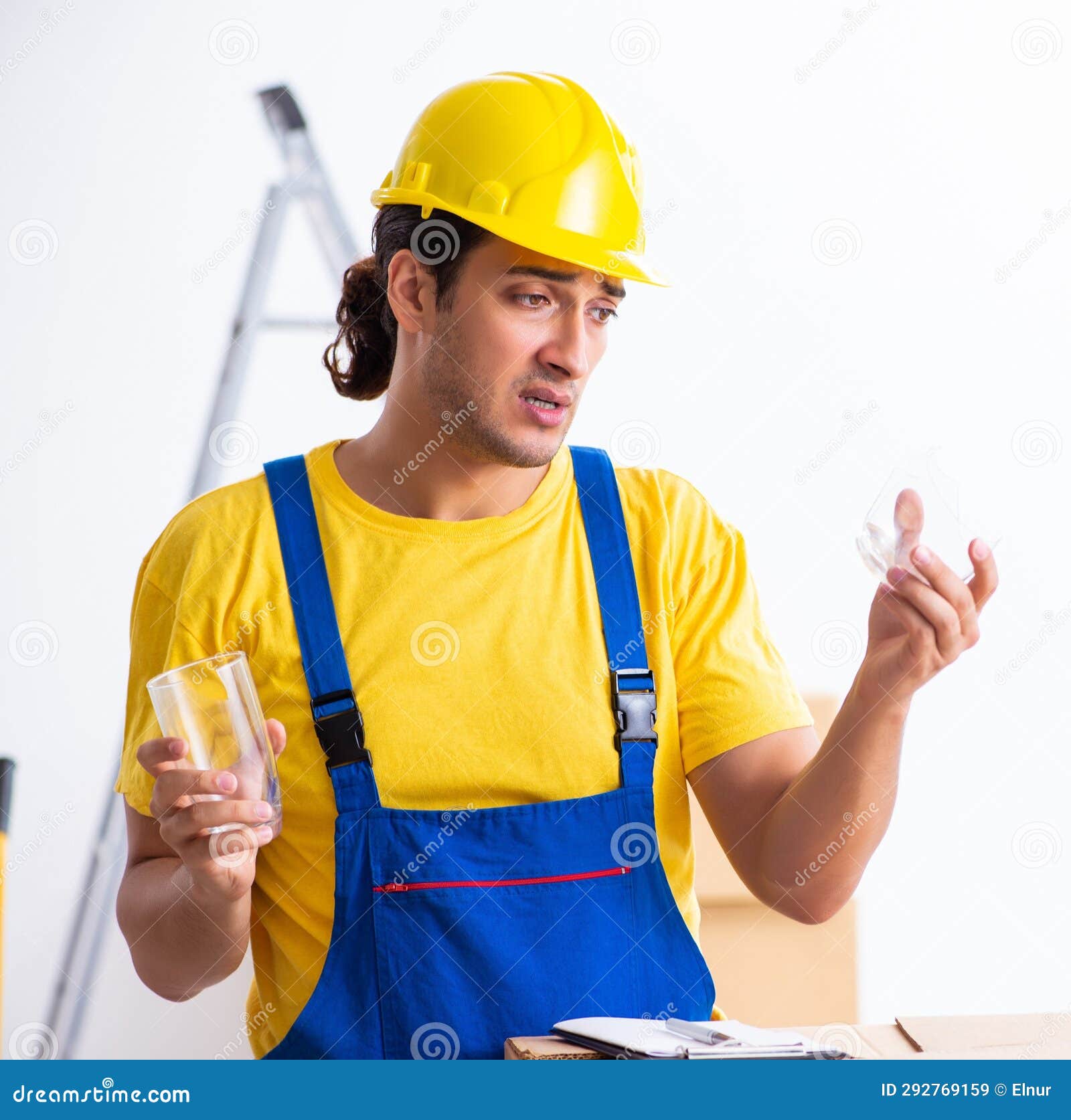 Young Male Professional Mover Doing Home Relocation Stock Image - Image ...