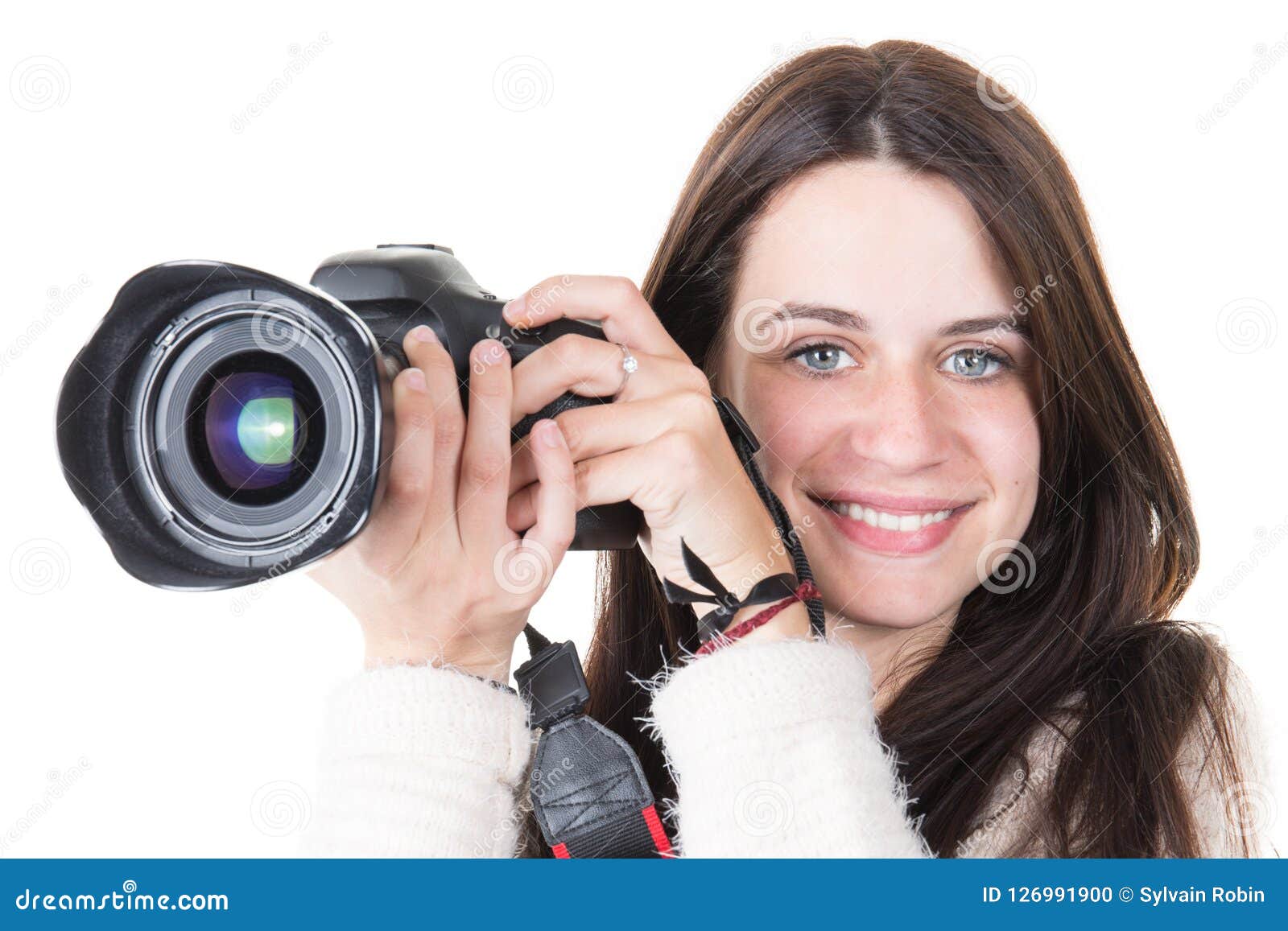 Young Professional Photographer Girl Posing in the Studio Stock Photo ...