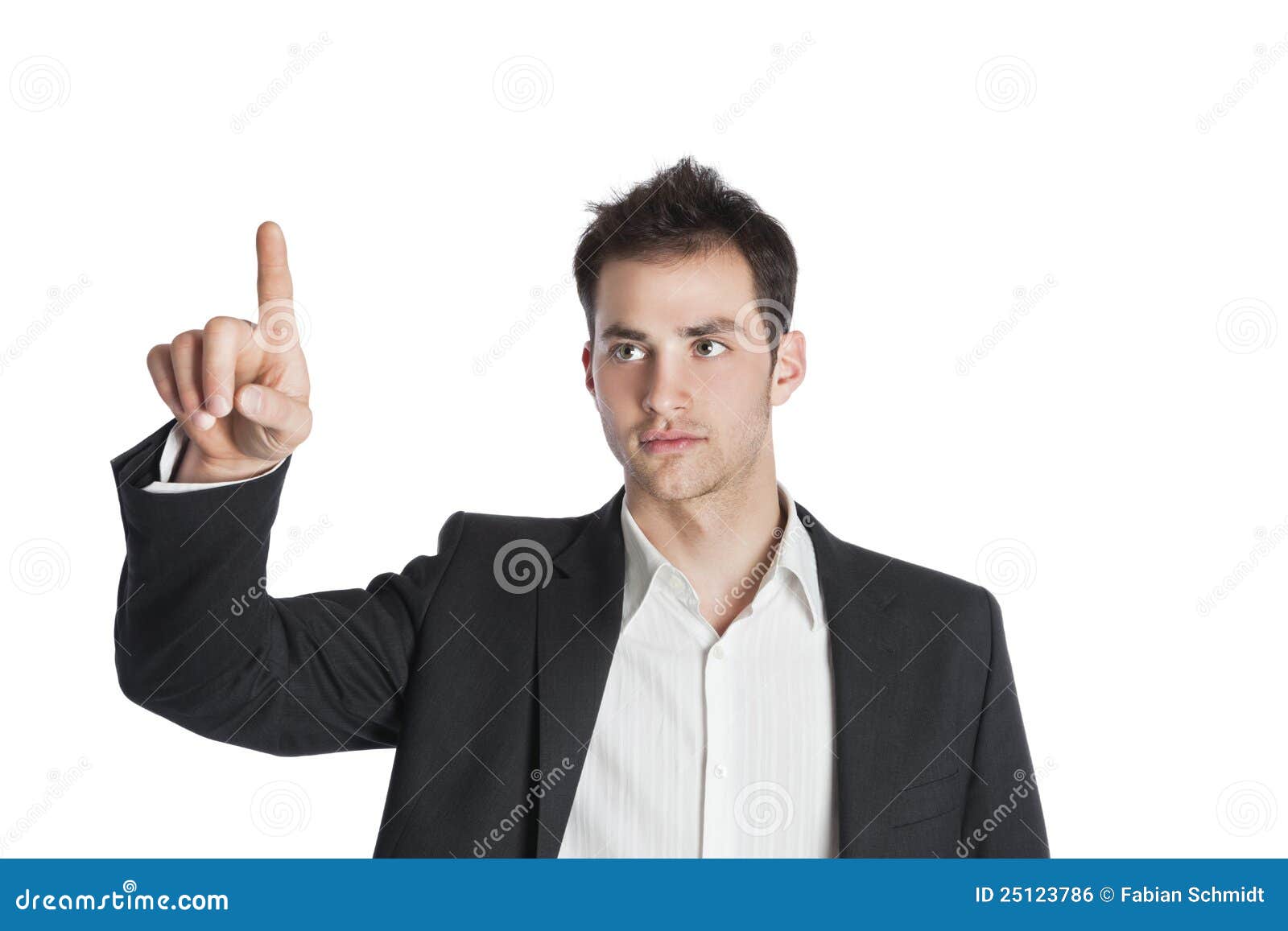 Young Professional Pointing in Air Stock Photo - Image of executive ...