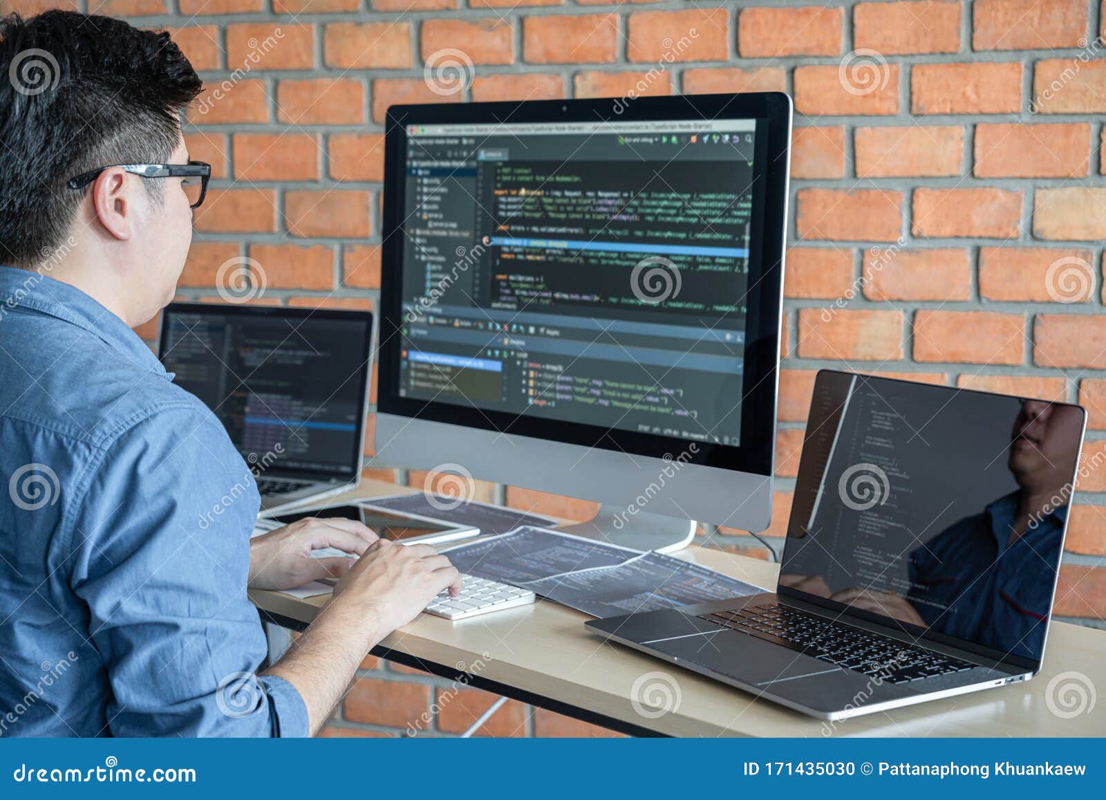 Young Professional Programmer Working At Developing Programming And Website Working In A