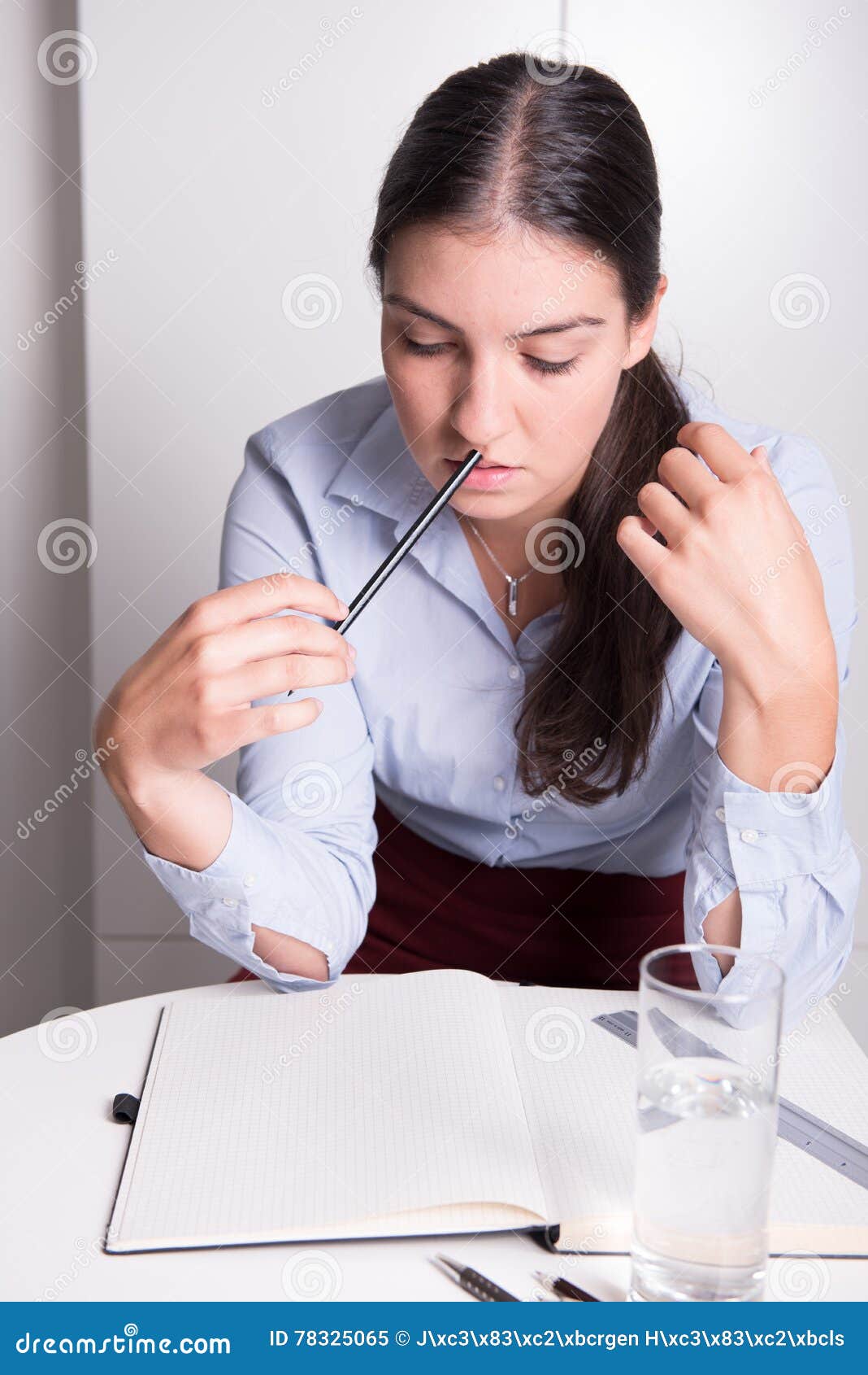 Young Professional is Thinking with Open Notebook Stock Image - Image ...