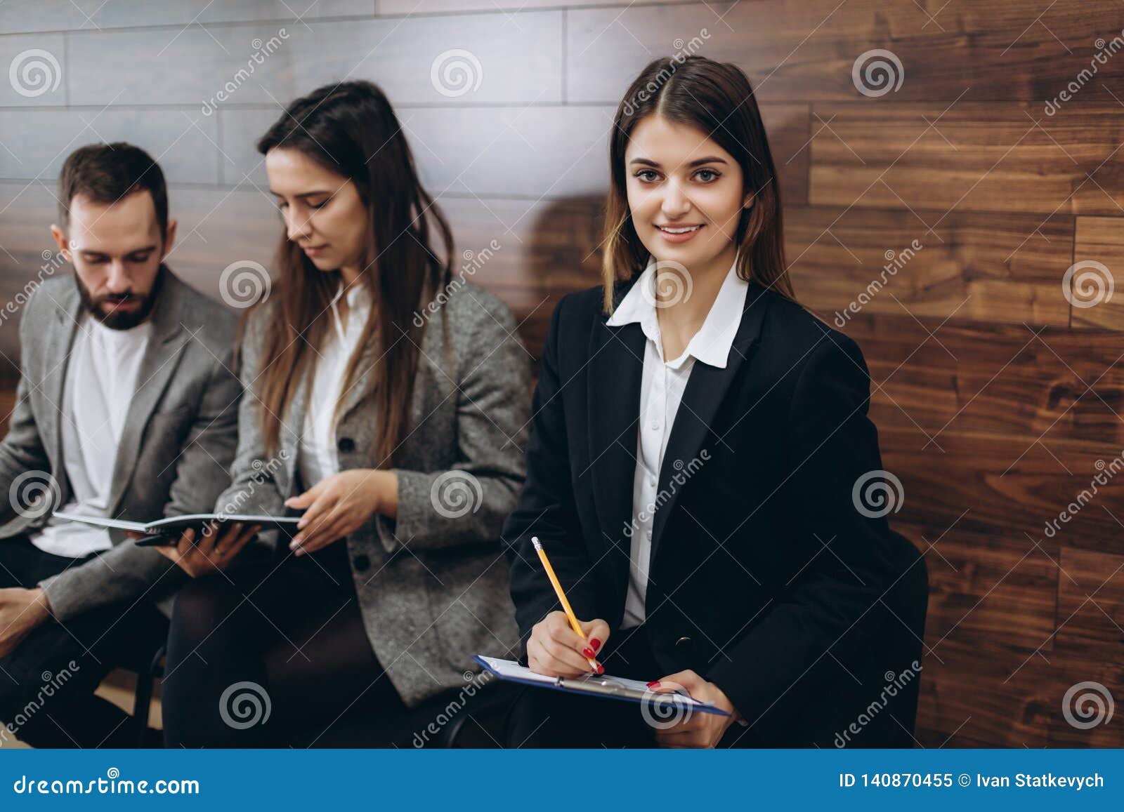 Young Professionals are Sitting in Anticipation of the Interview Stock ...