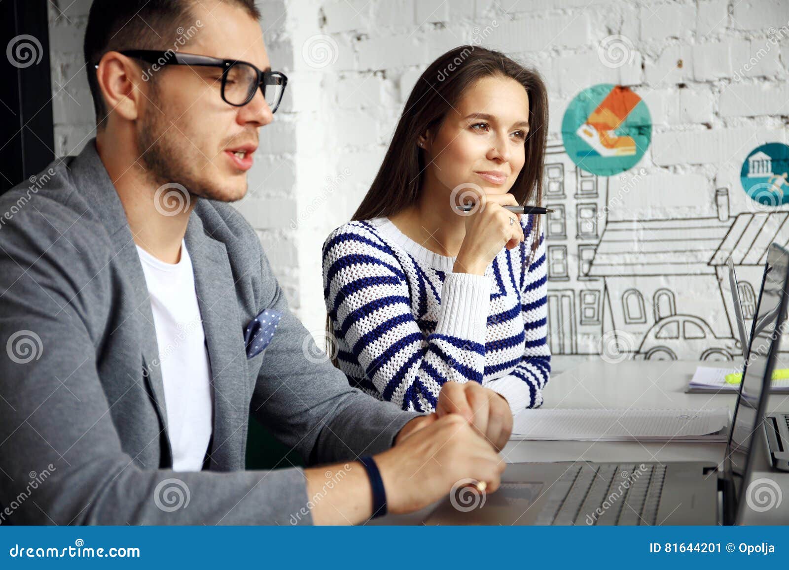 Young Professionals Work in Modern Office.Business Crew Working with ...