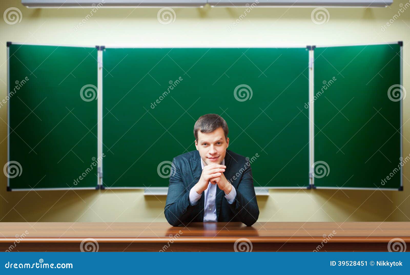 Young Professor Teacher Speaking With The Microphone In The Lecture ... Young Professor Teacher Speaking With The Microphone In The Lecture ...