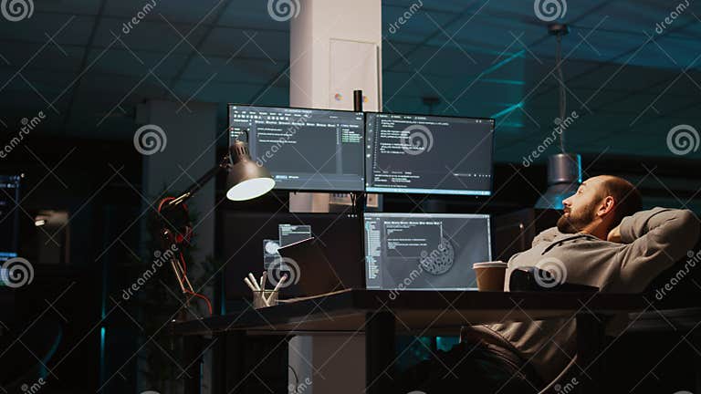 Young Programmer Celebrating Coding Success and Typing Source Code Stock Image - Image of admin ...