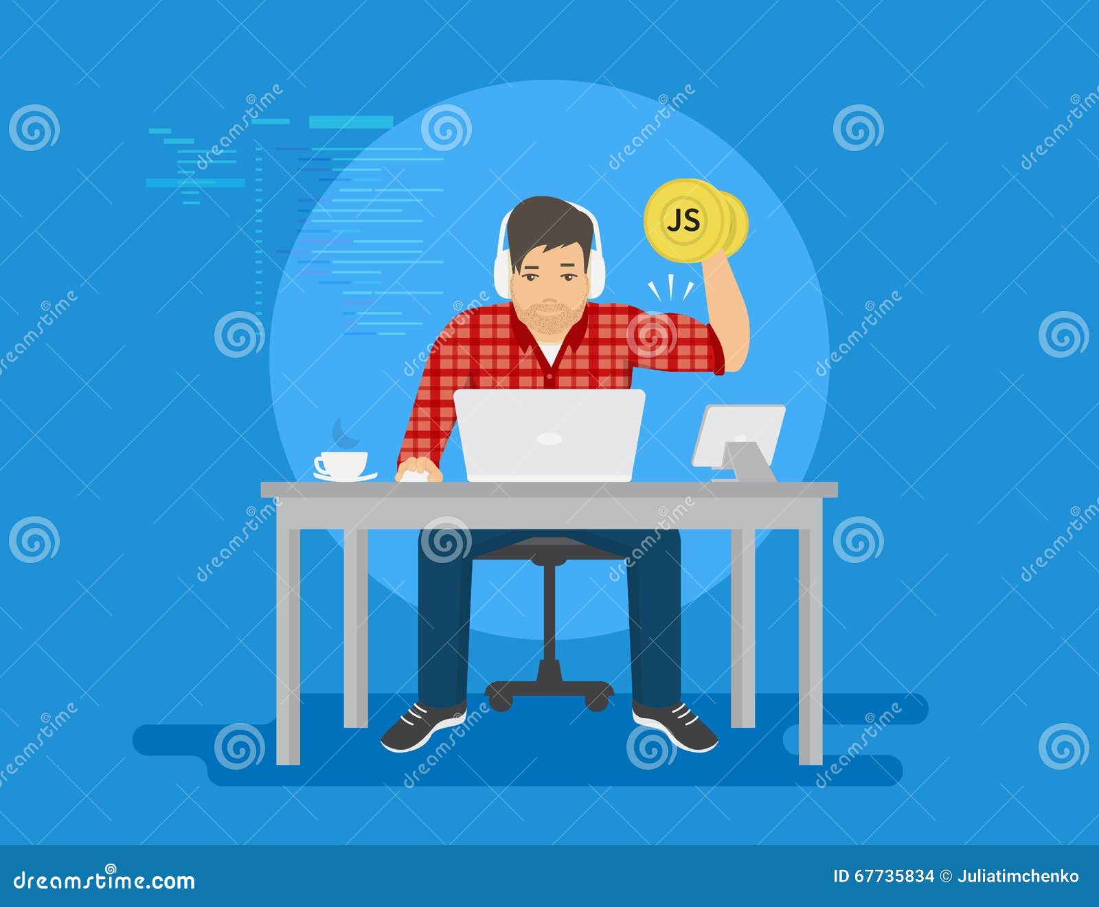 Young Programmer Man Character Coding. Vector Flat Cartoon Illustration ... Young Programmer Man Character Coding. Vector Flat Cartoon Illustration ...