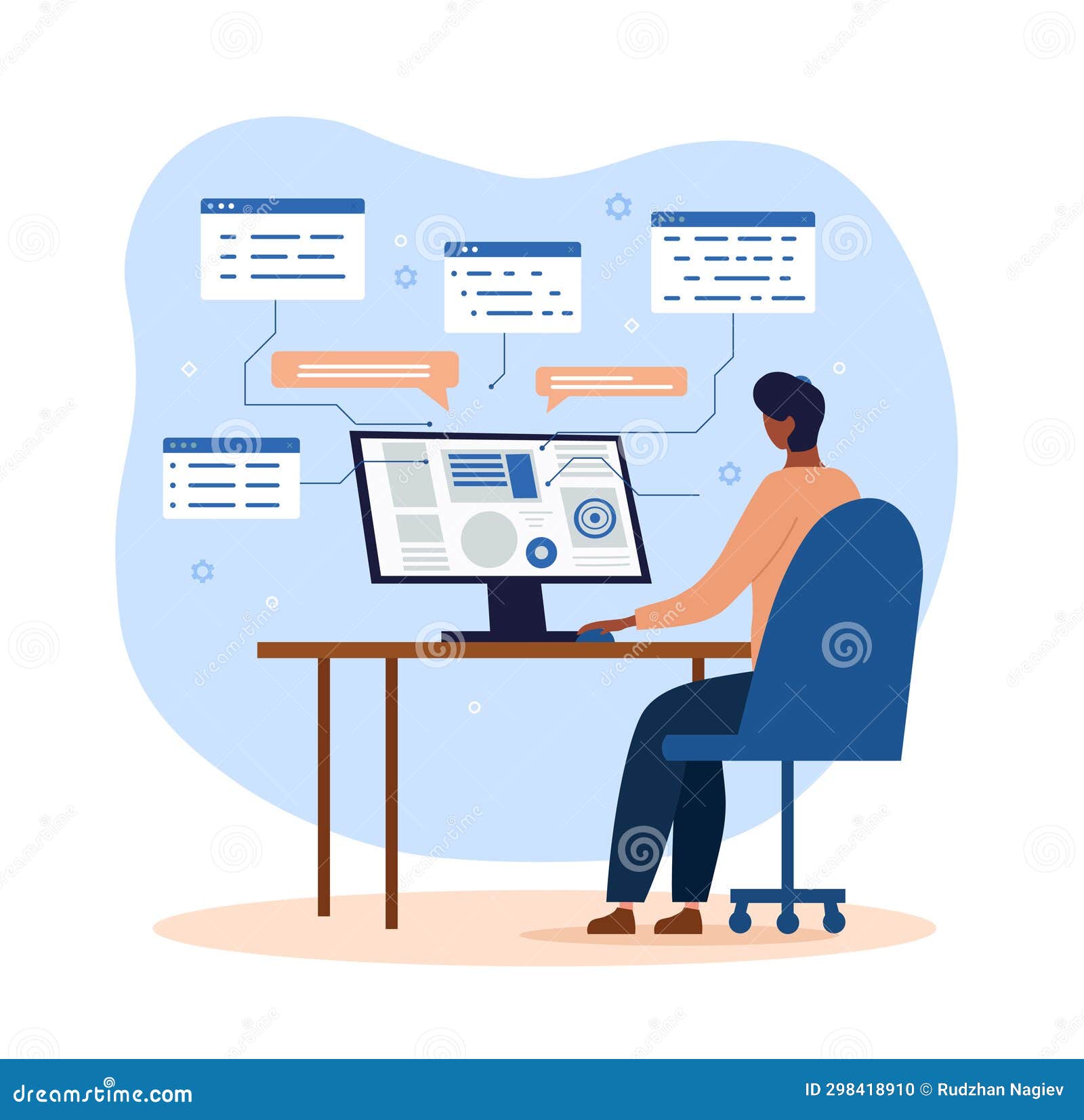 Young Guy Is A Programmer, Coder, Web Developer. Vector Illustration | CartoonDealer.com #168556834