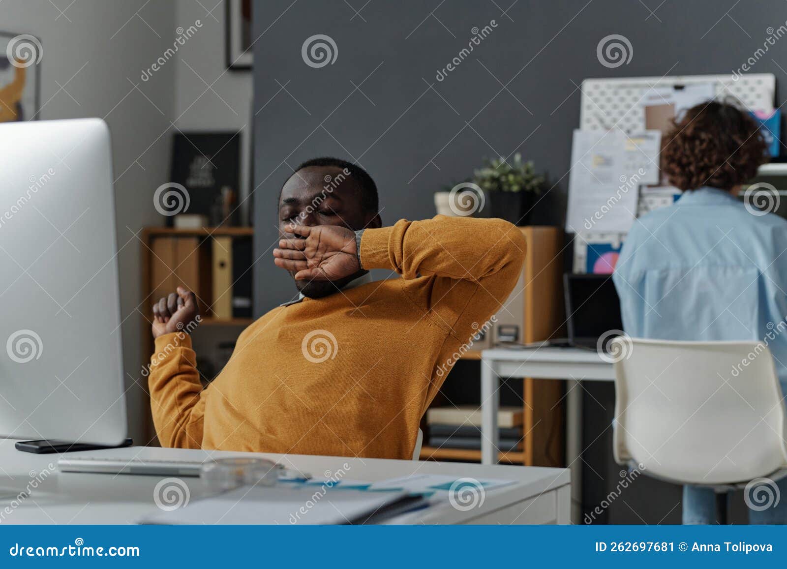 Young Programmer Tired of His Work Stock Image - Image of workplace ...