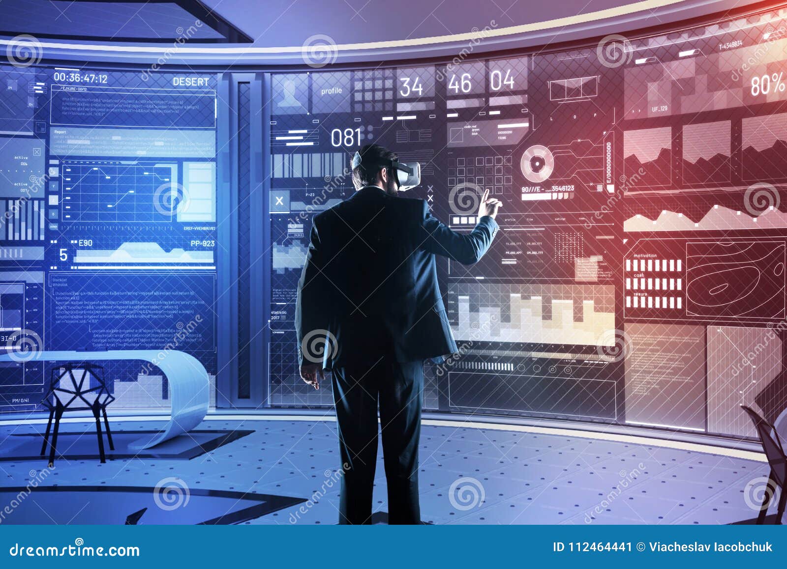Young Programmer Using Virtual Reality Glasses While Working At The Program Stock Image Image