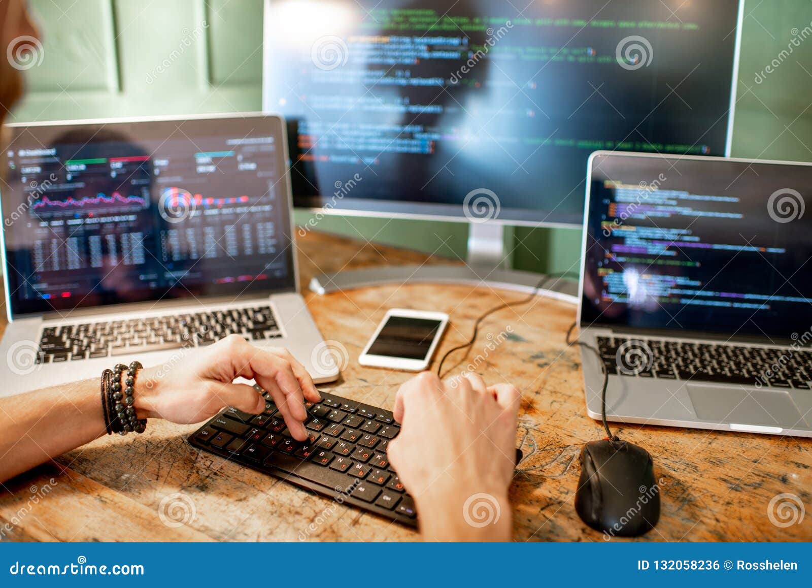 Programmer Working with Program Code Stock Photo - Image of software ...