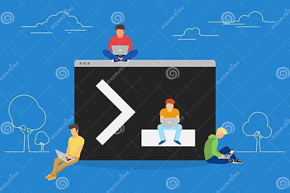 Young Programmers Coding A New Project Stock Vector Illustration Of Prompt Hacker 87312380 