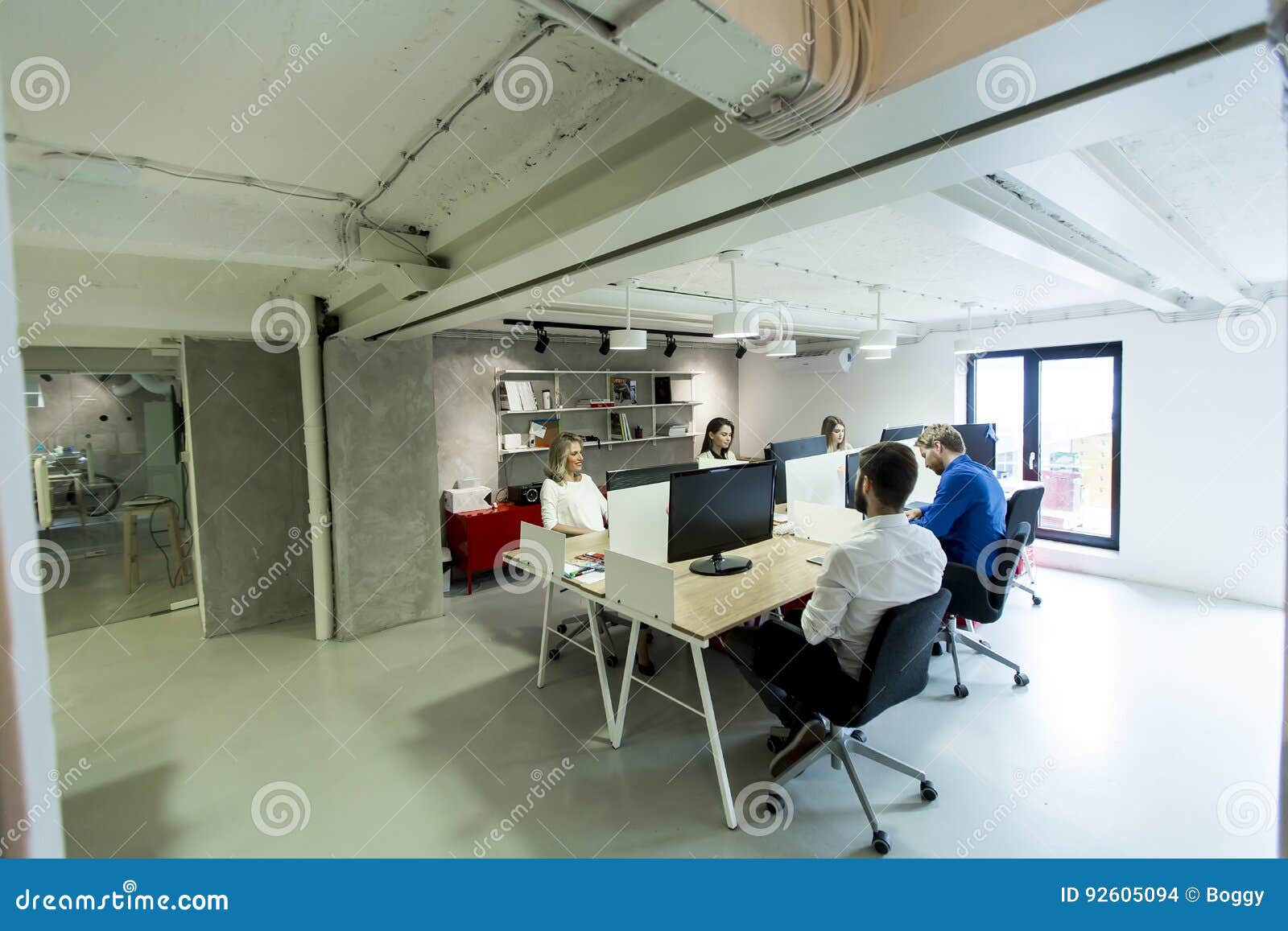 Young Programmers Sit and Work in Modern Office Stock Photo - Image of ...