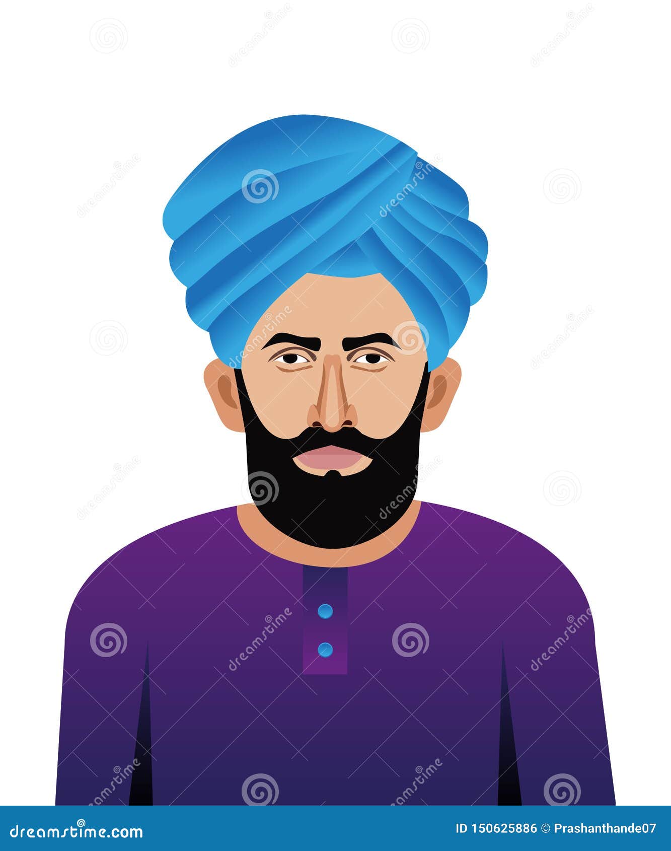 Young Punjabi Man Close Up Vector Illustration Stock Illustration ...