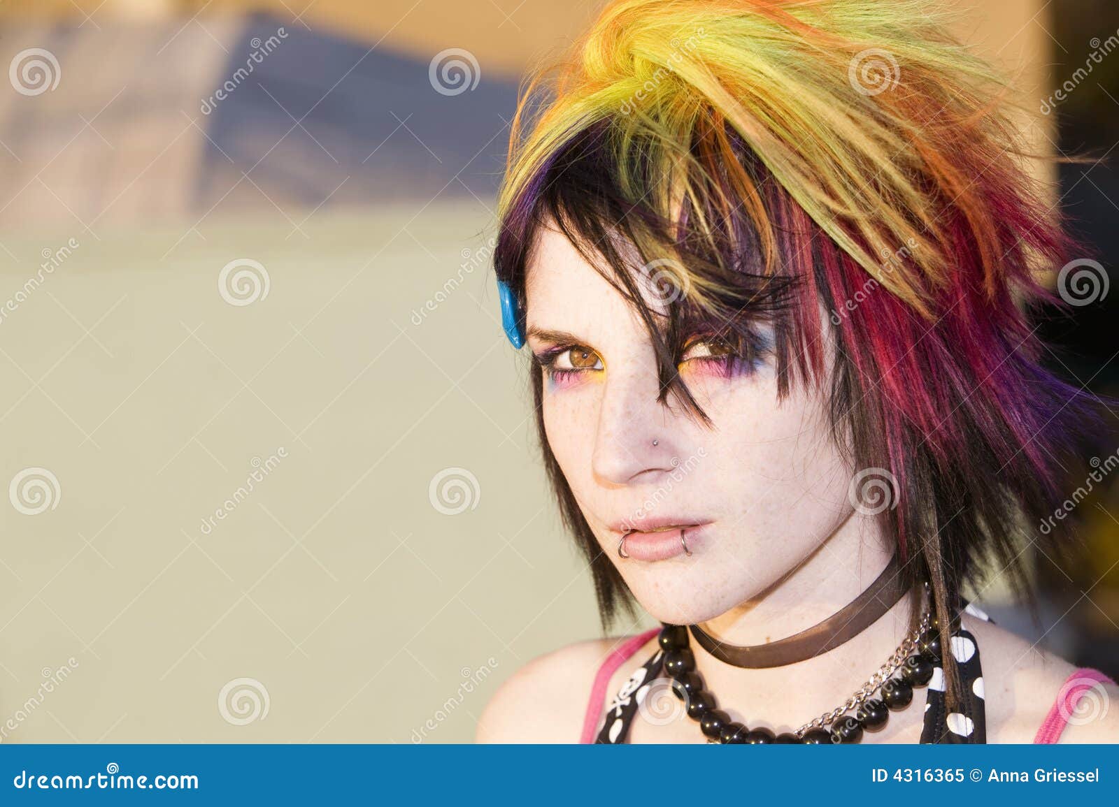 Young Punk Woman stock image. Image of necklace, pierce - 4316365