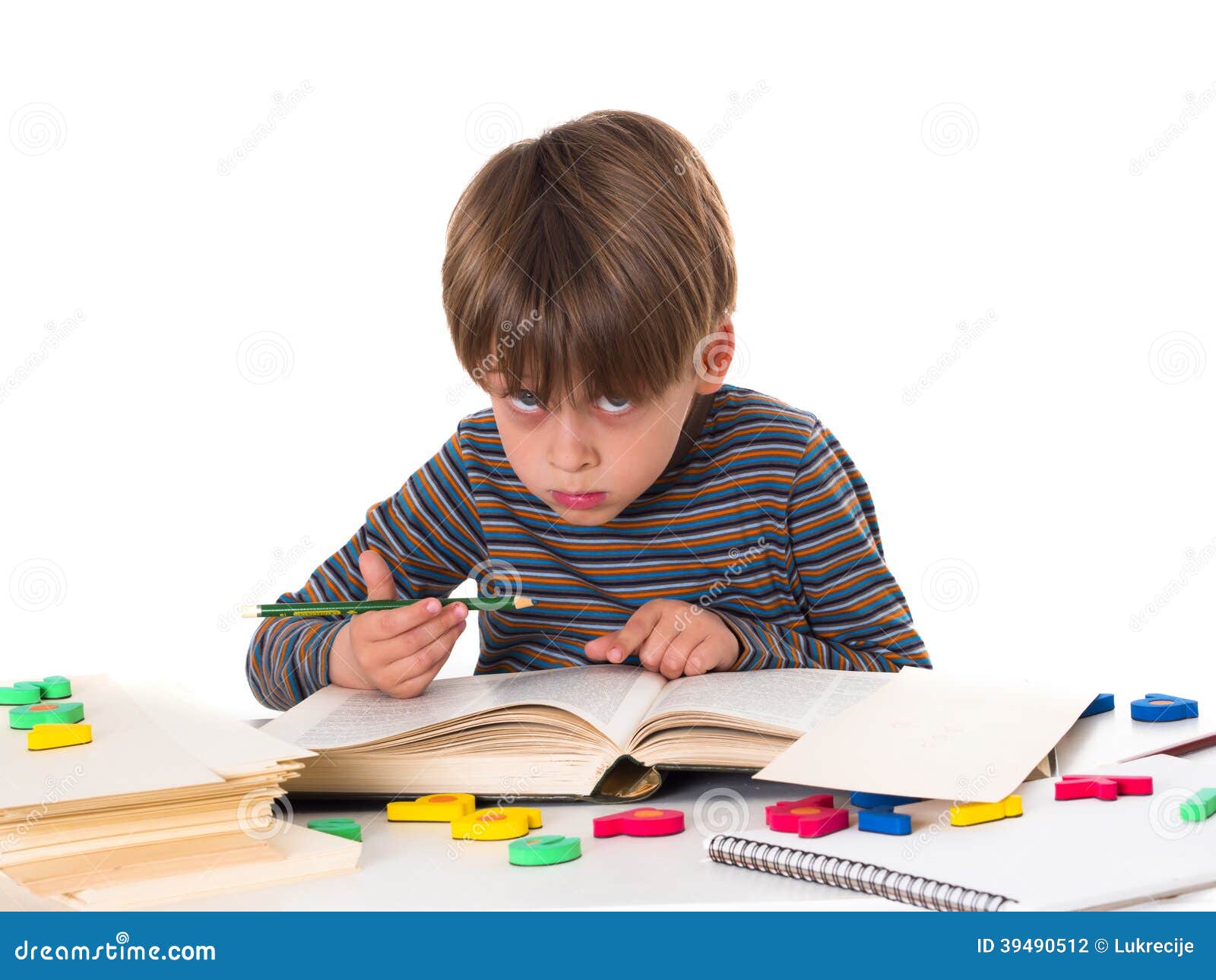Young Pupil with Serious Face Expression Stock Photo - Image of person ...
