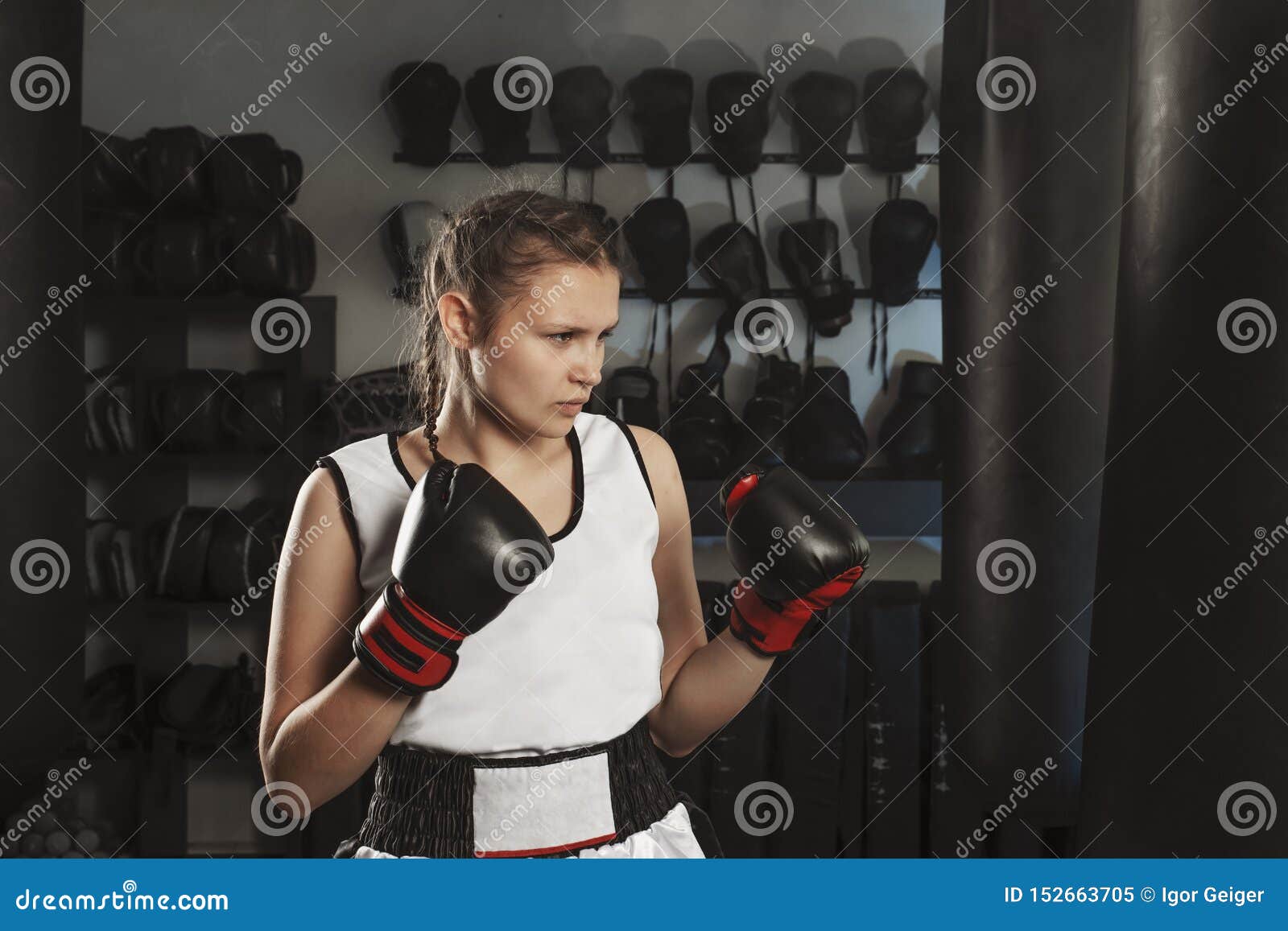 Young Purposeful Athlete Holds Boxing Training in the Gym Stock Image ...