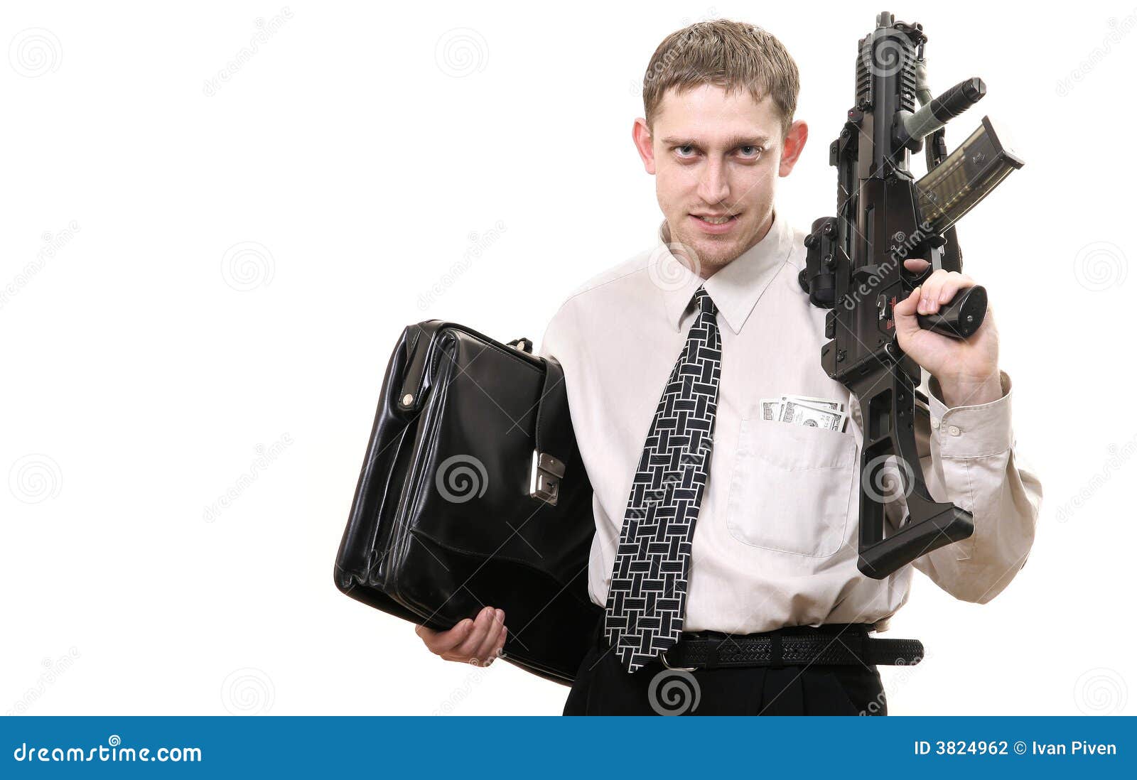 Young Purposeful Manager with Gun Stock Photo - Image of businessmens ...