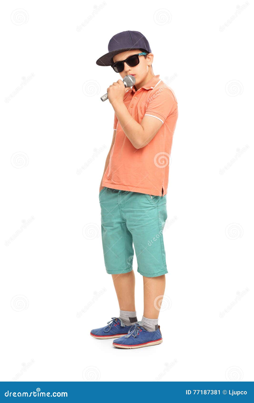 Young Rapper Posing with a Microphone Stock Image - Image of white ...