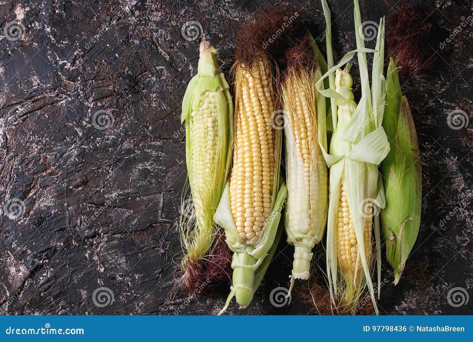 Young raw corn cobs stock photo. Image of corn, brown - 97798436