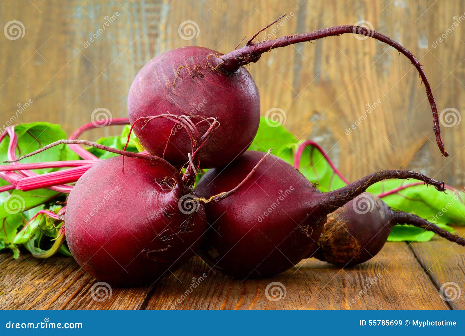 Young Raw Organic Red Beets on Wooden Table Stock Image - Image of ...