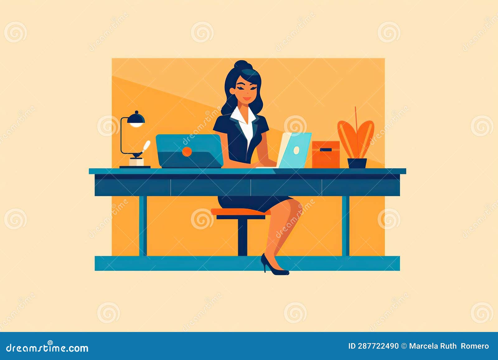 Young Man Receptionist Stands At Reception Desk Front View Cartoon ...