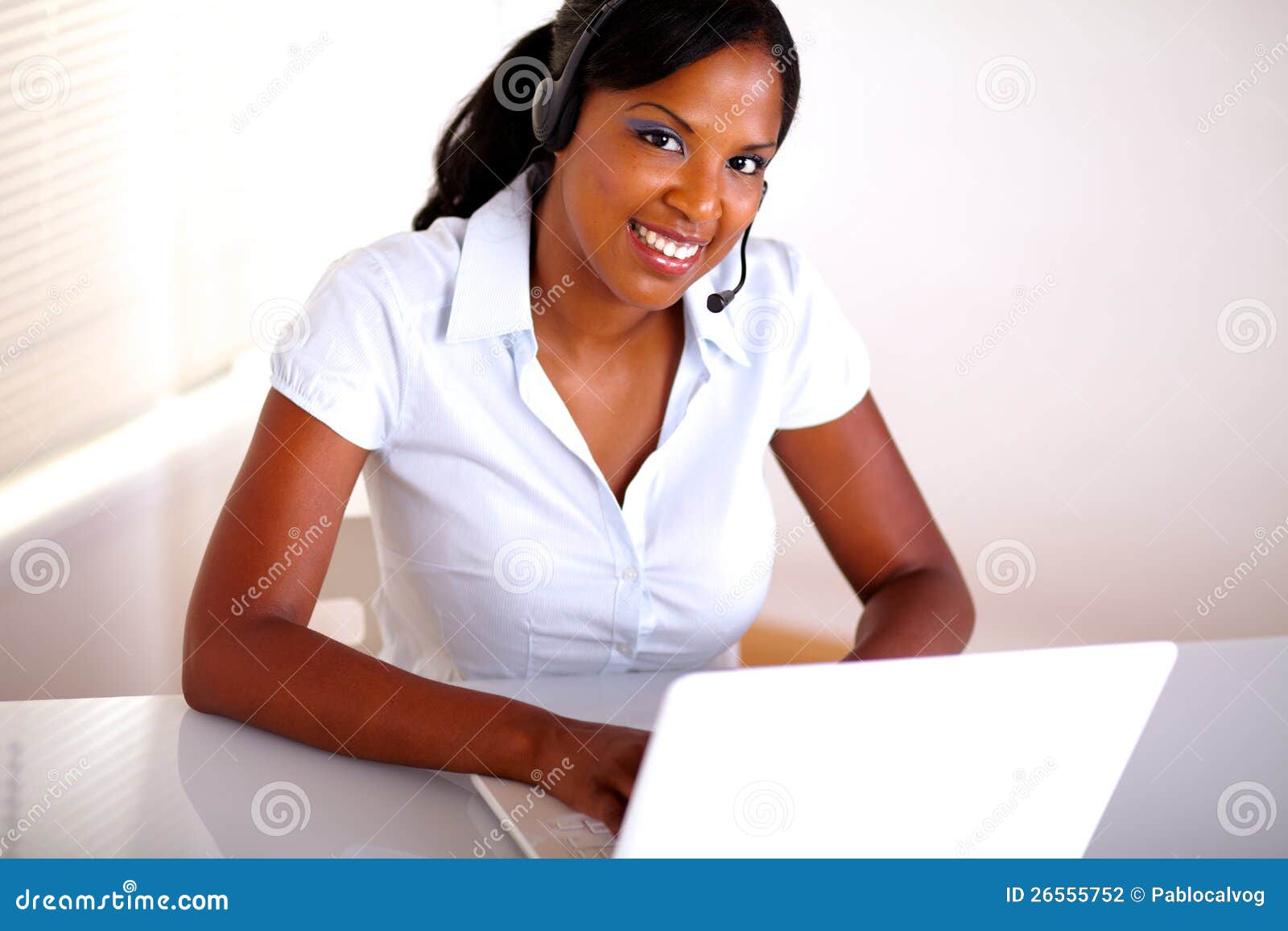 Young Receptionist Working on Customer Service Stock Photo - Image of ...