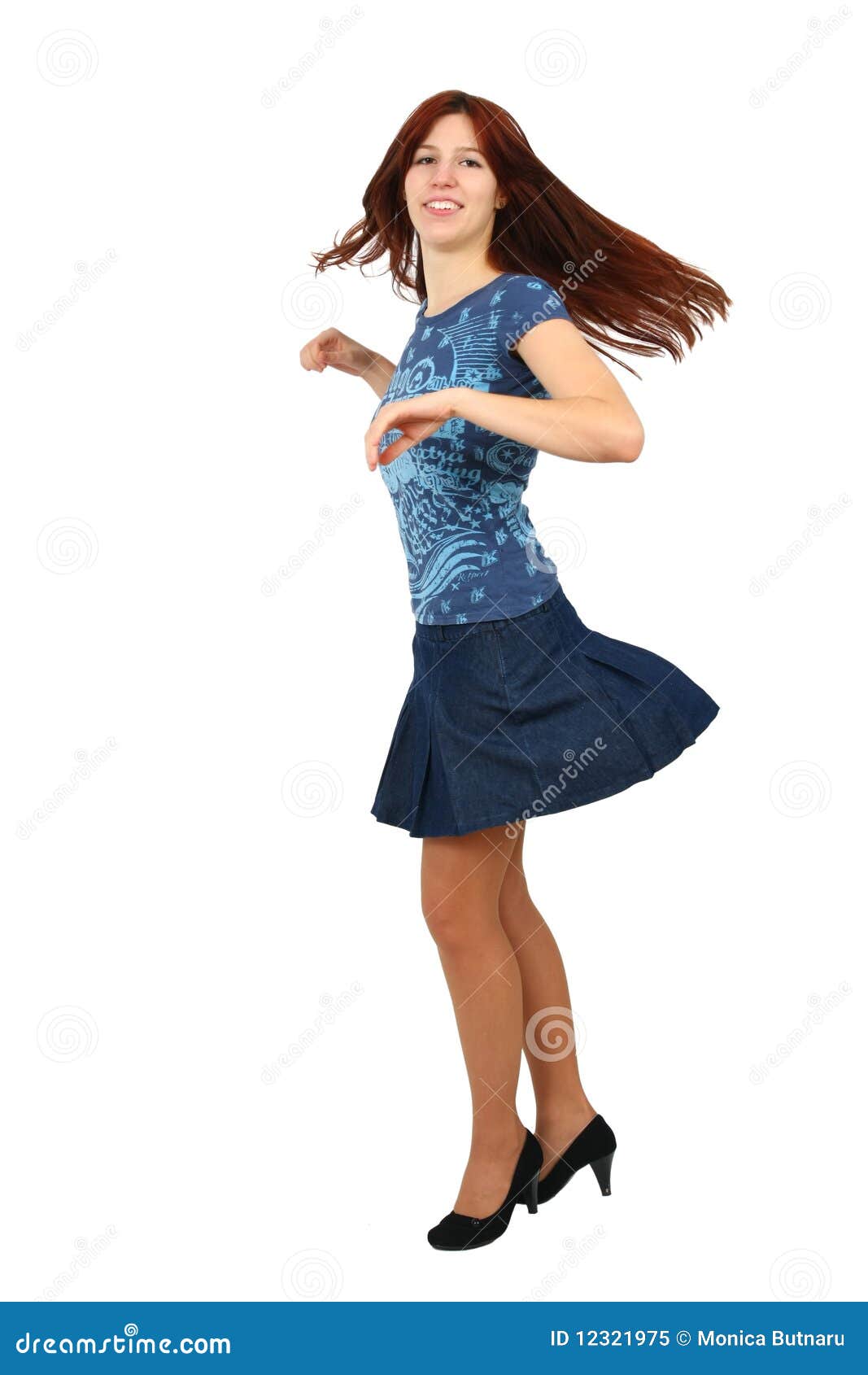 Young Red Haired Girl Dancing Stock Image - Image of active, dress ...