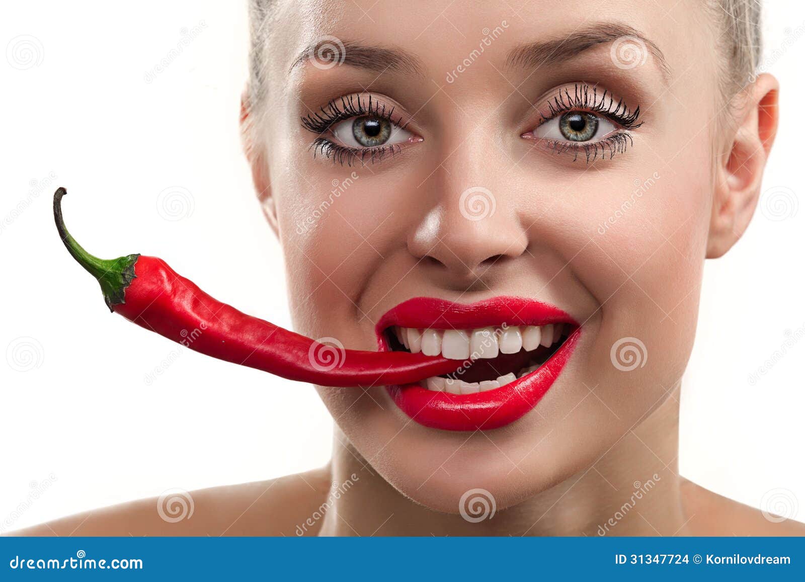 Young with Red Hot Chilli Pepper Stock Photo - Image of food, caucasian ...