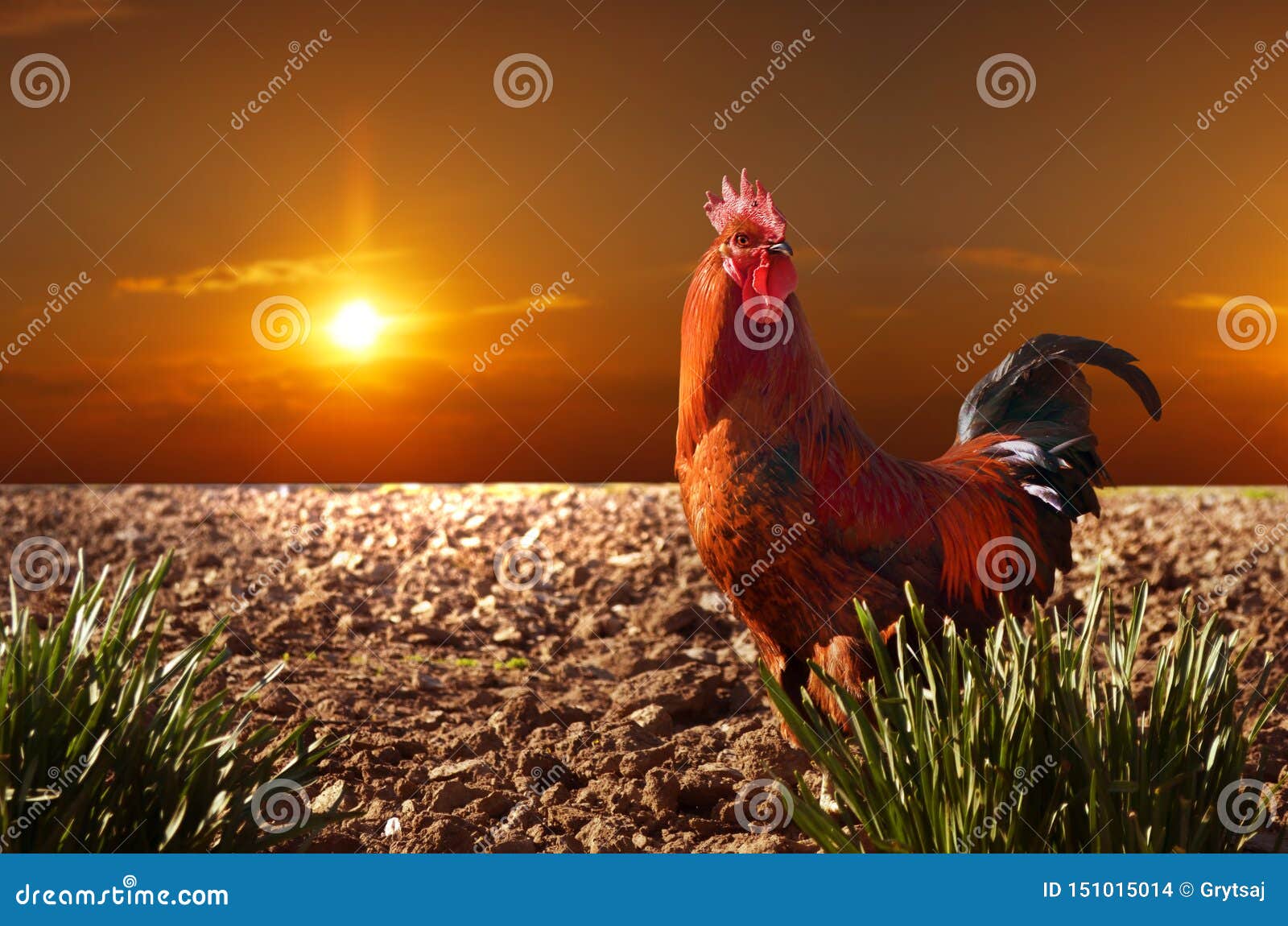 Young red rooster stock photo. Image of animals, landscapes - 151015014