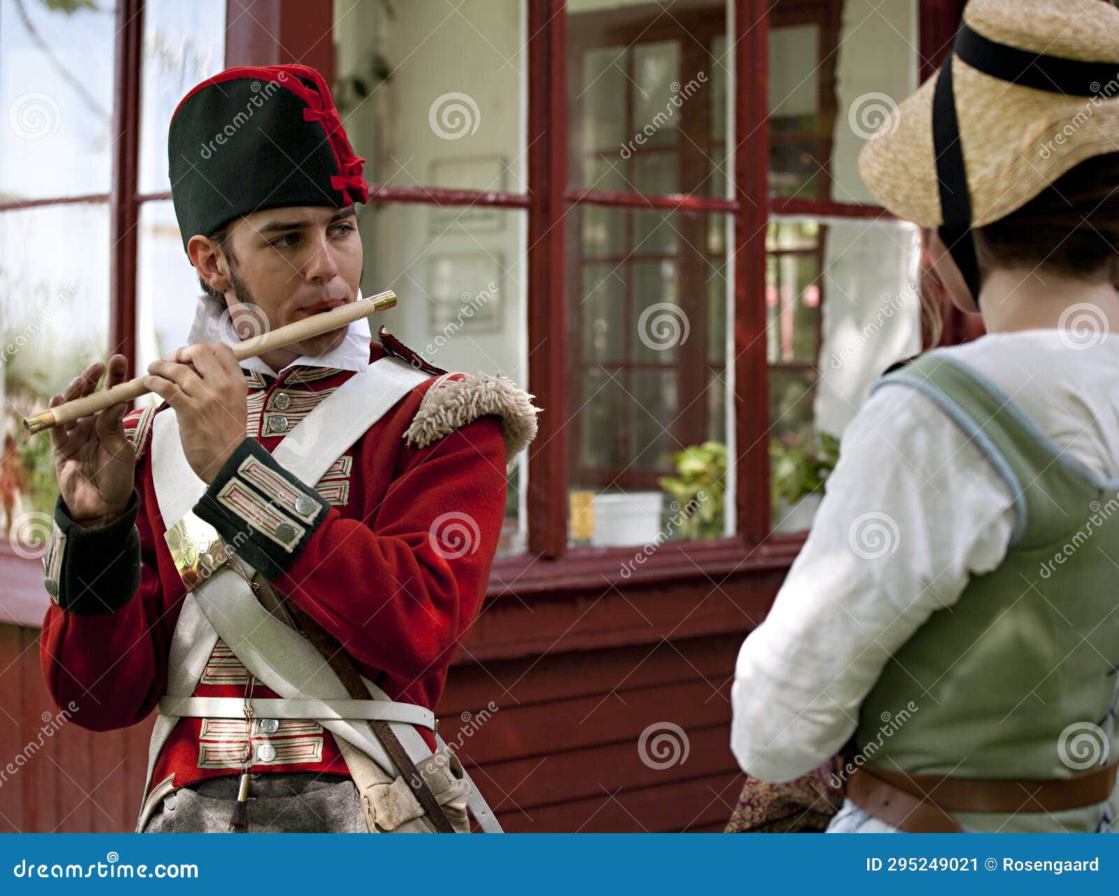 Young Redcoat Plays the Flute Stock Image - Image of instrument, suit ...