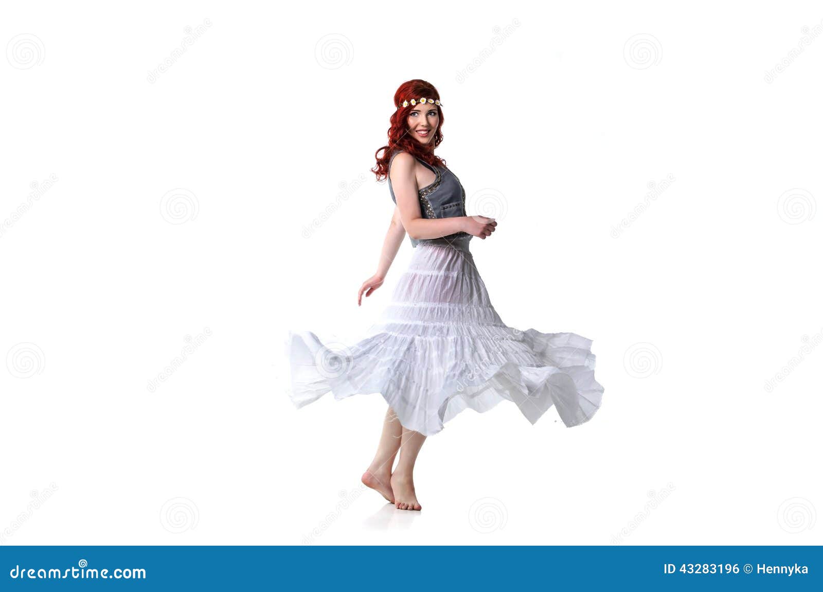 Young Redhead Dancer in Ethnic Costume Stock Photo - Image of legs ...