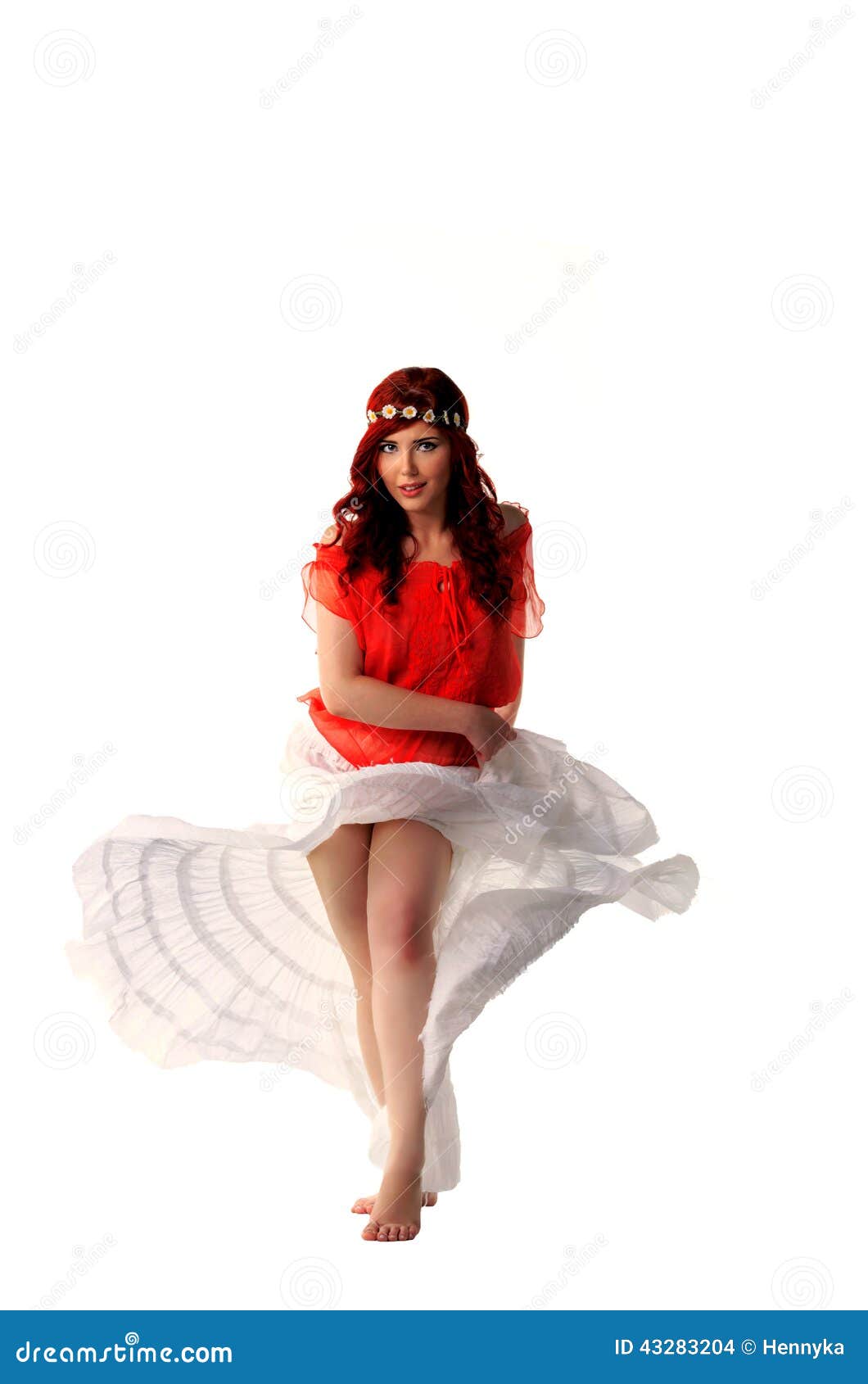 Young Redhead Dancer in Ethnic Costume Stock Photo - Image of motion ...