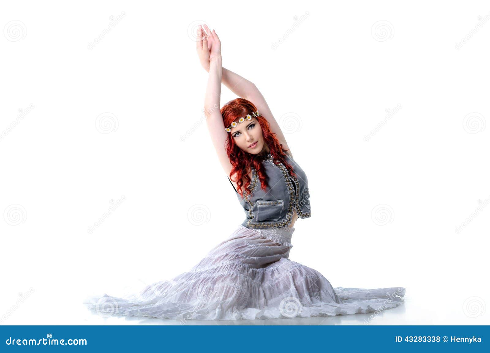 Young Redhead Dancer in Ethnic Costume Stock Photo - Image of barefoot ...