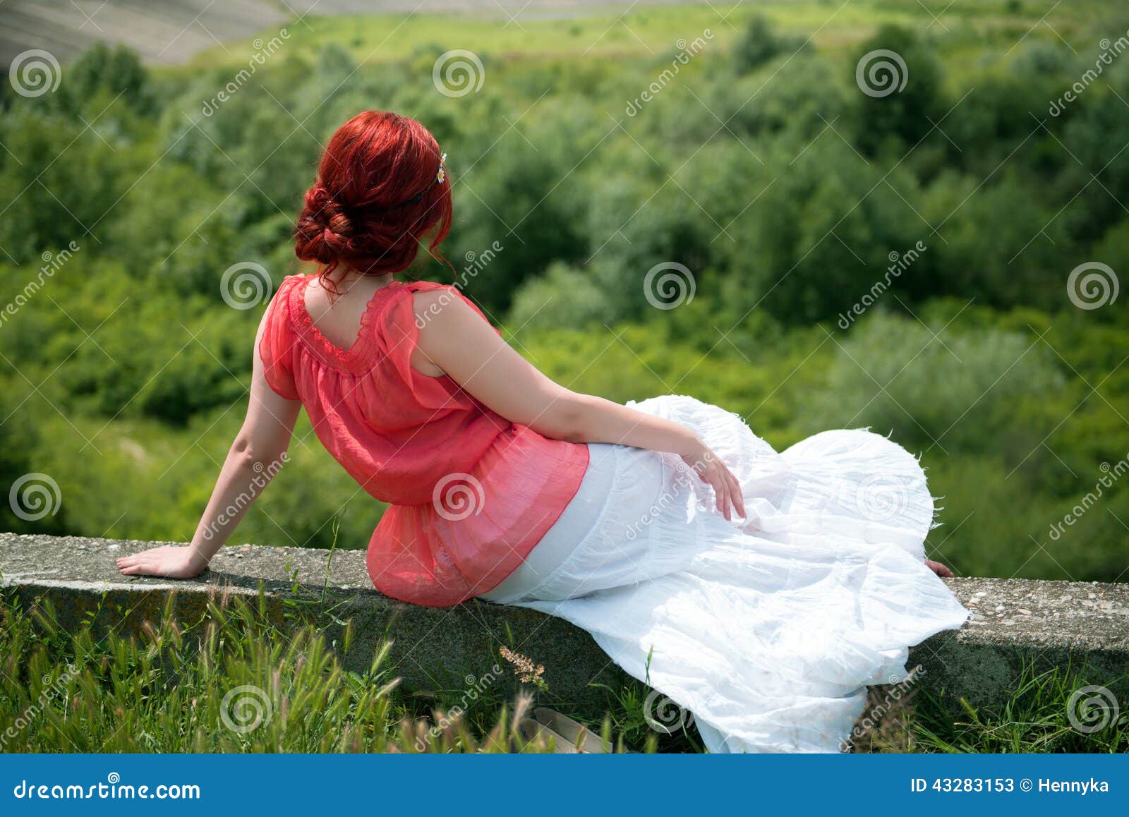 Young Redhead Hippie Woman Posing In Nature Stock Image Image Of Hair Girl 43283153