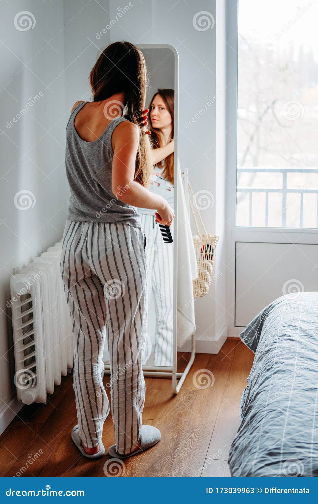 Young Woman Doing Her Morning Routine Stock Image - Image of wear, lazy ...