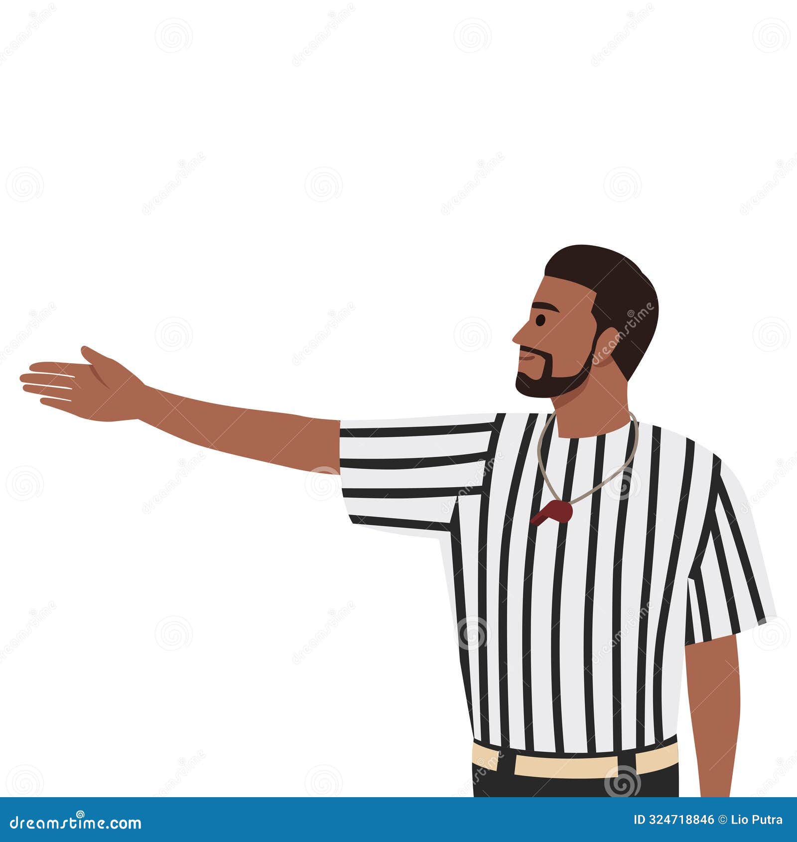 Young Referee Blowing Whistle and Calling First Down on Play Stock ...