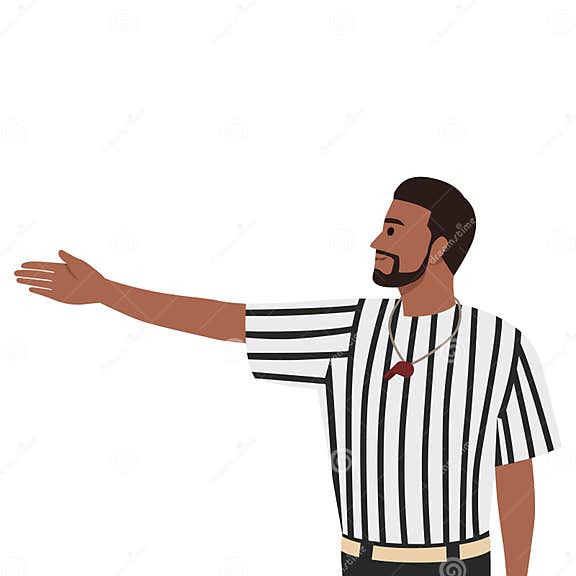 Young Referee Blowing Whistle and Calling First Down on Play Stock ...