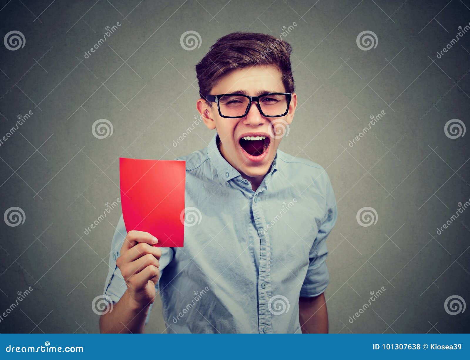 Young Referee Showing a Red Card Screaming To Stop Stock Photo - Image ...