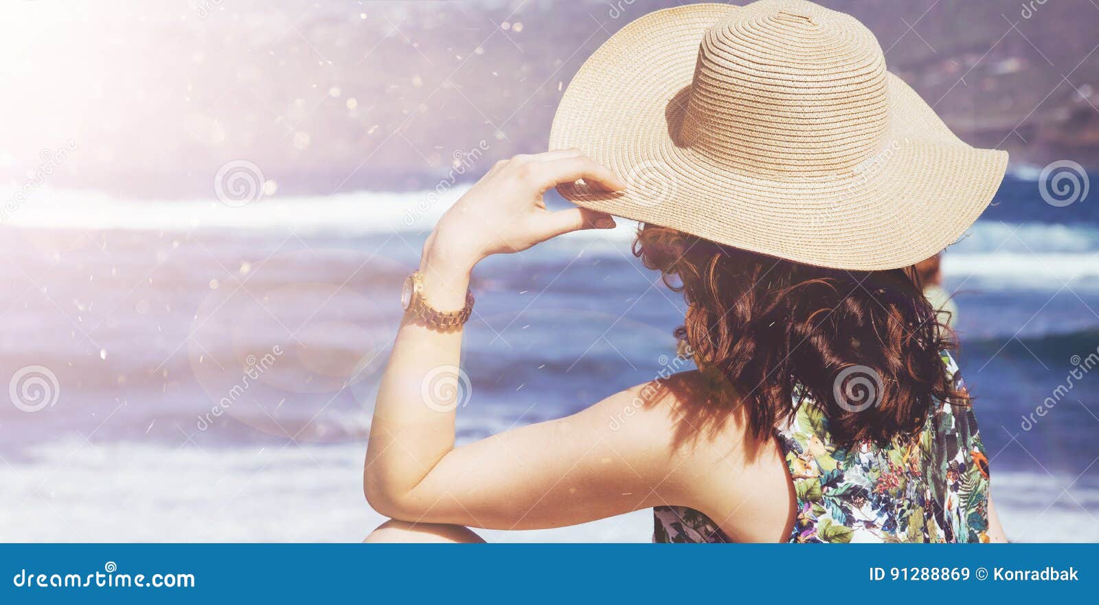 Young, Relaxed Lady Looking at the Ocean Stock Image - Image of beach ...
