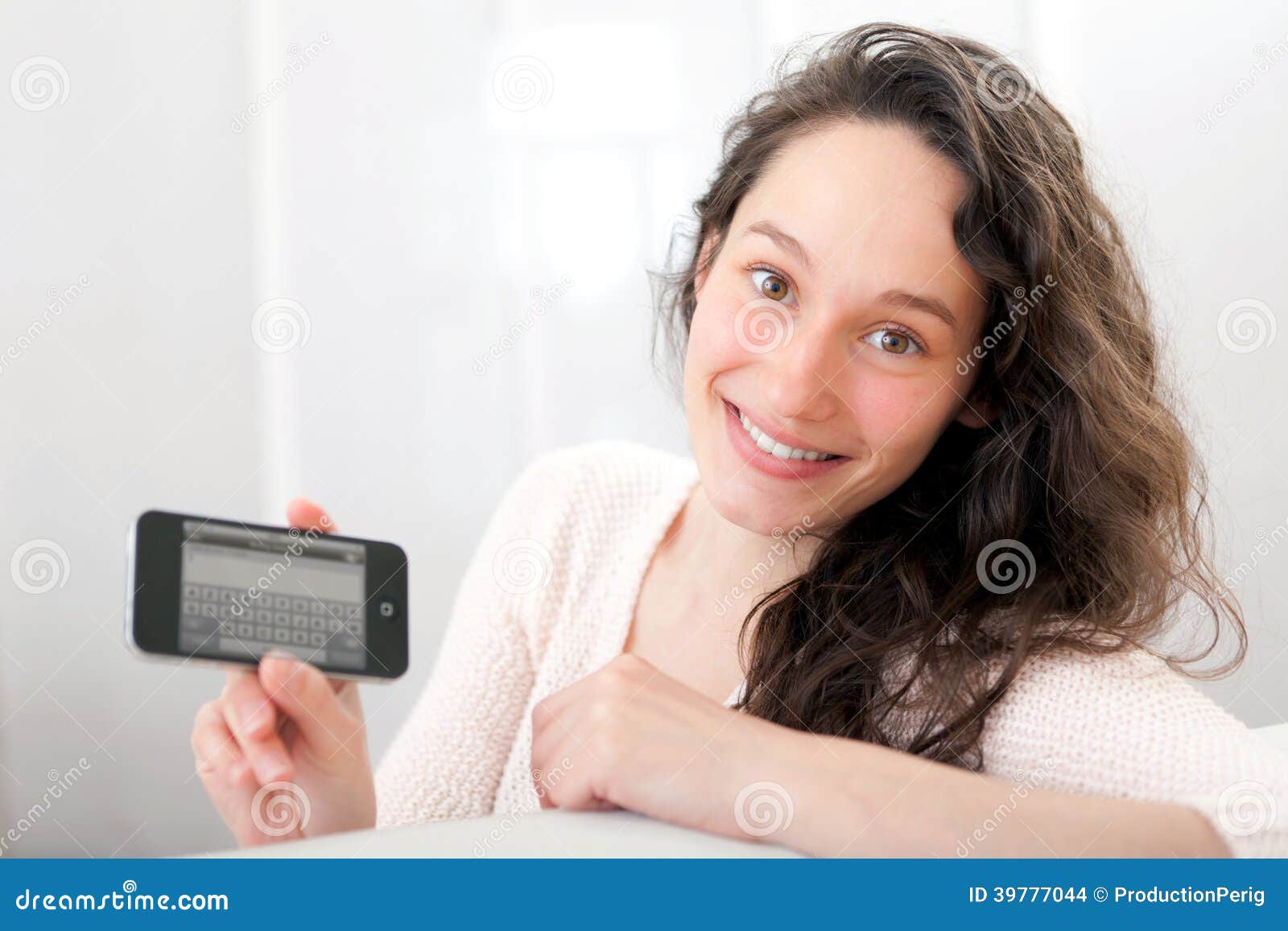 Young Relaxed Woman Sending Text Stock Photo - Image of attratctive ...