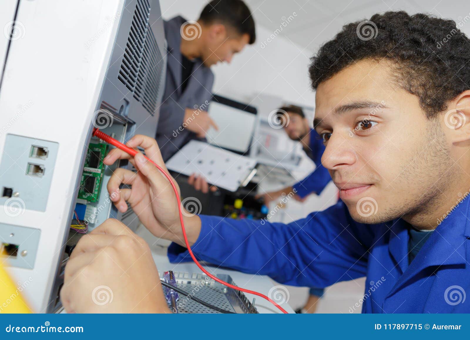 Young Repairer Working in Computer Service Center Stock Image - Image ...