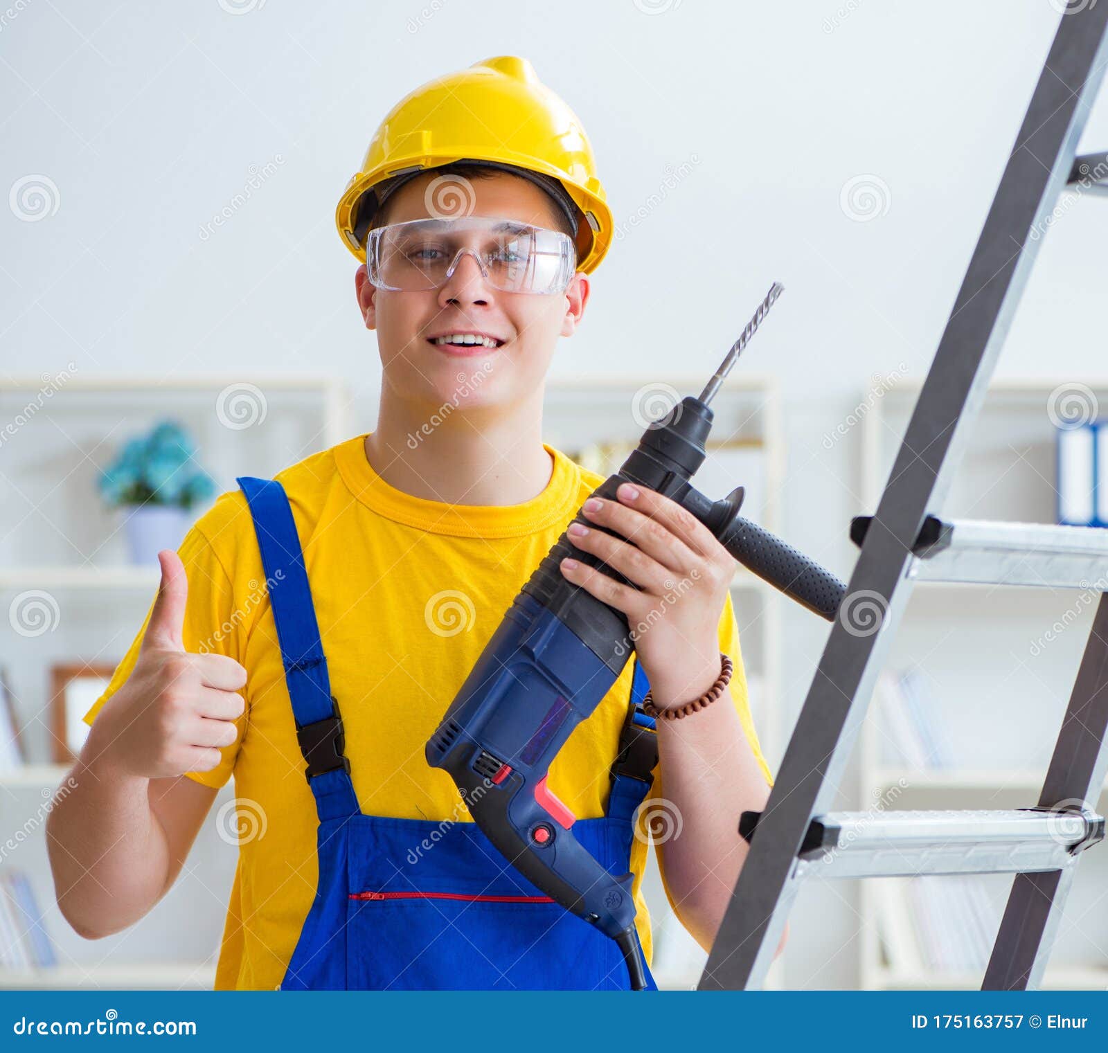 Young Repairman with Power Drill Stock Image - Image of industry ...
