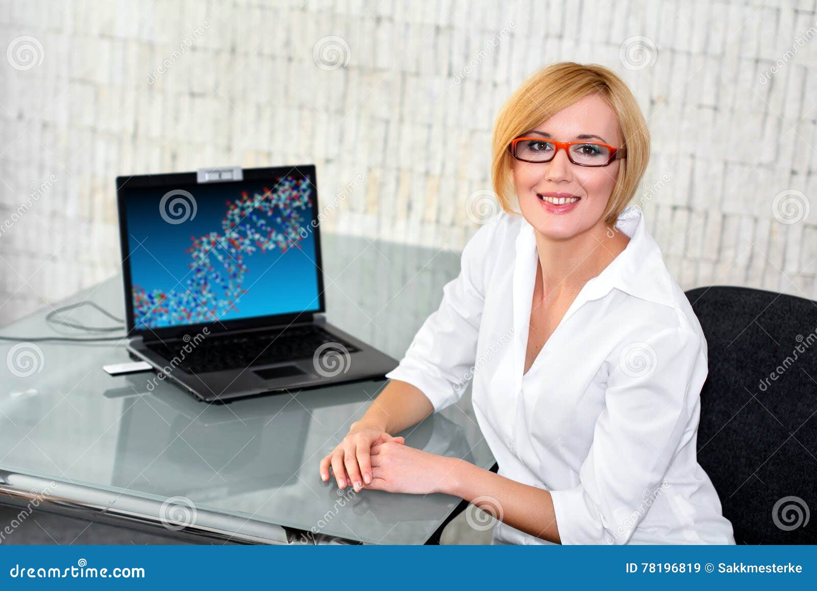 Young Research Engineer at Glass Desk with Laptop Stock Image - Image ...