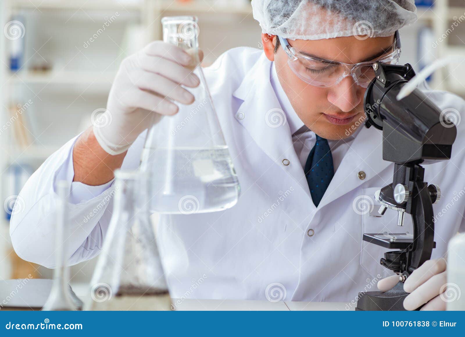 Young Researcher Scientist Doing a Water Test Contamination Expe Stock ...