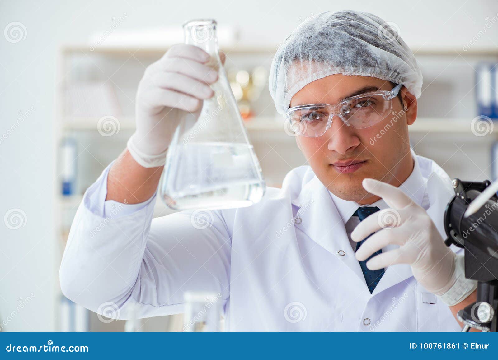 Young Researcher Scientist Doing a Water Test Contamination Expe Stock ...